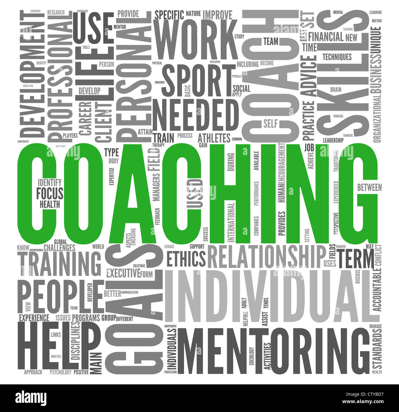 Coaching concept related words in tag cloud isolated on white Stock ...