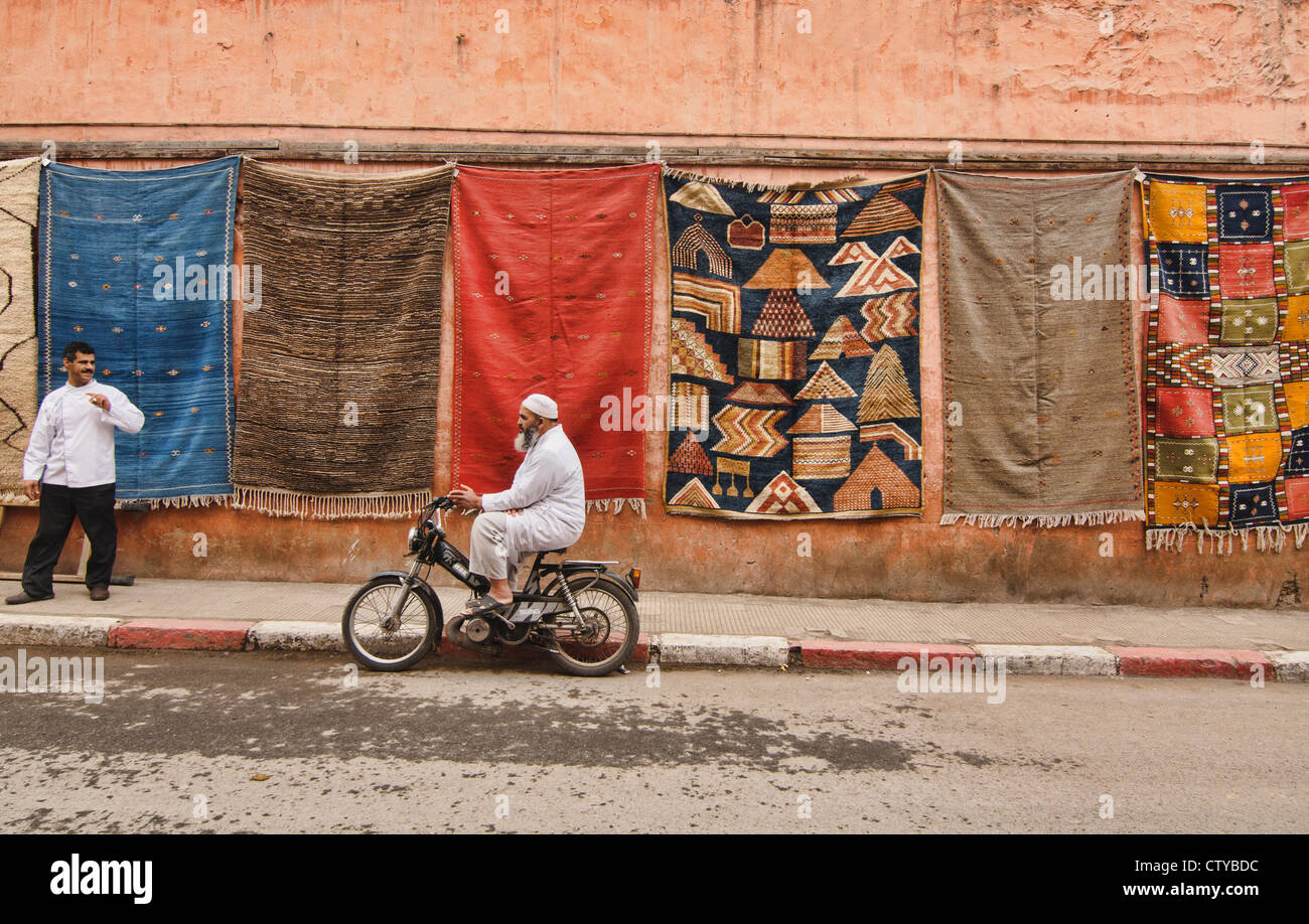 street scene in the ancient medina in Marrakech, Morocco Stock Photo ...