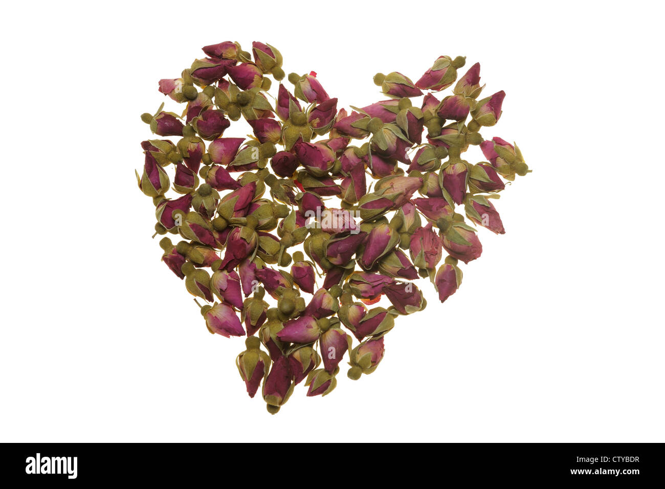 Heart shape made of dried flowers isolated on white background Stock ...