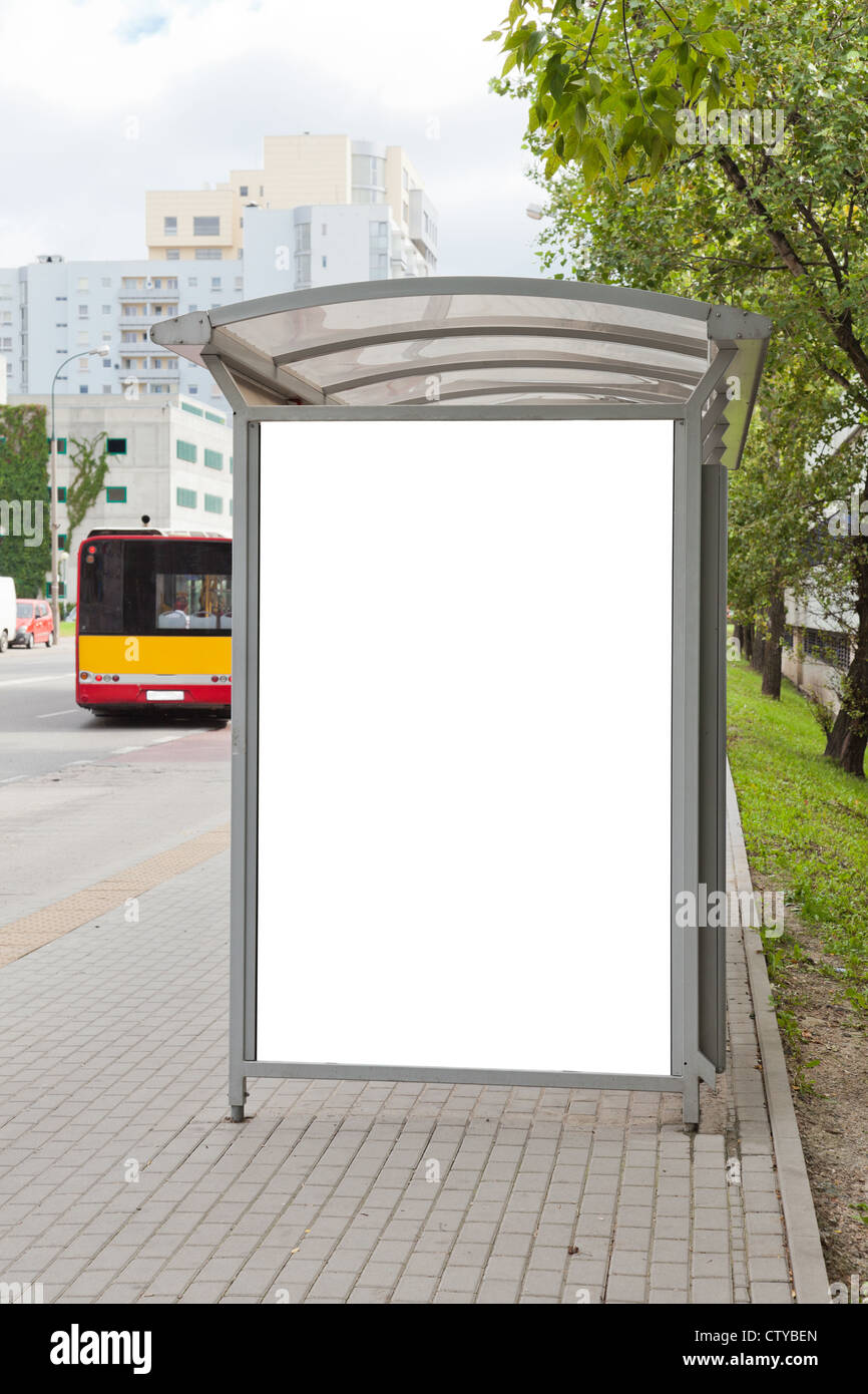 Blank billboard on bus stop for your advertising Stock Photo - Alamy