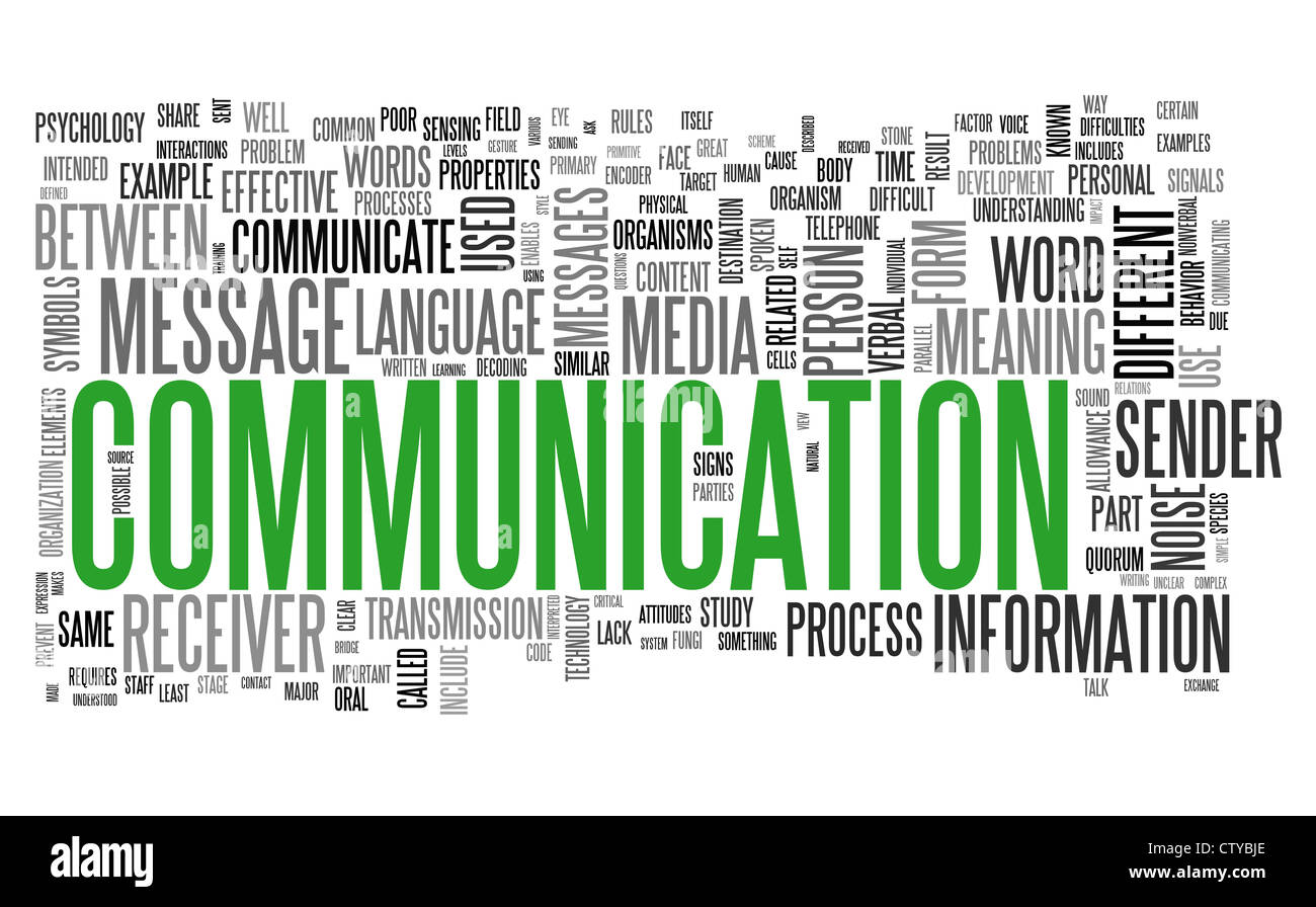 Communication concept in word tag cloud isolated on white background ...