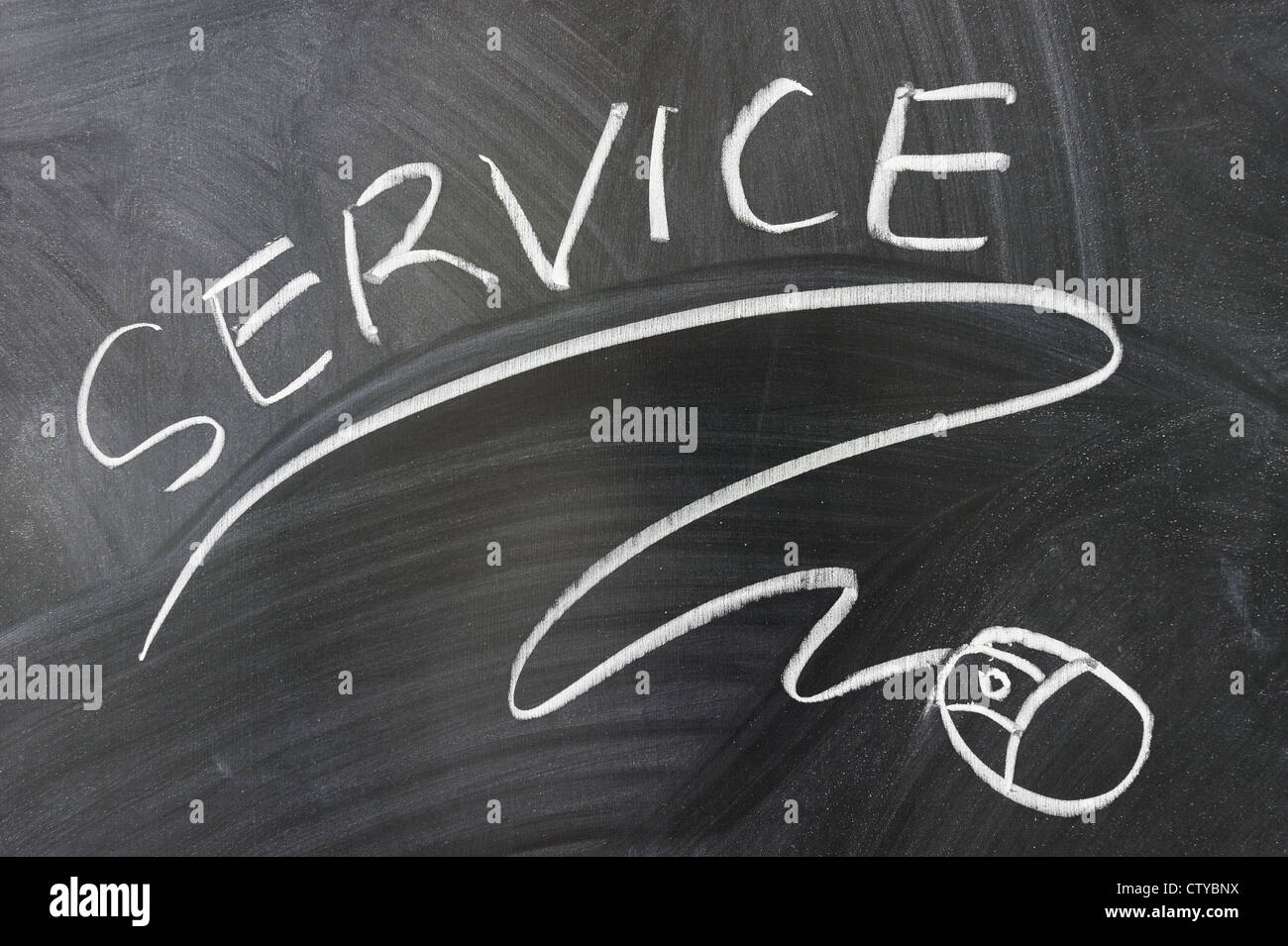 Service words and mouse symbol drawn on the blackboard Stock Photo - Alamy