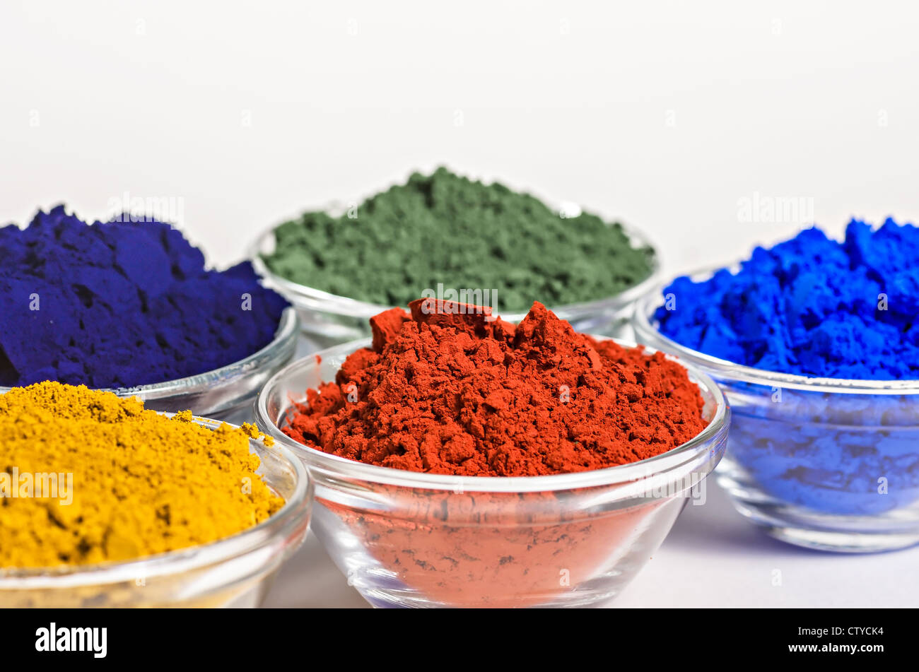 color pigments in glass bowls Stock Photo - Alamy