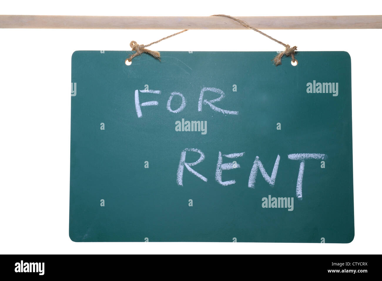 For rent sign on chalkboard isolated on white background Stock Photo ...
