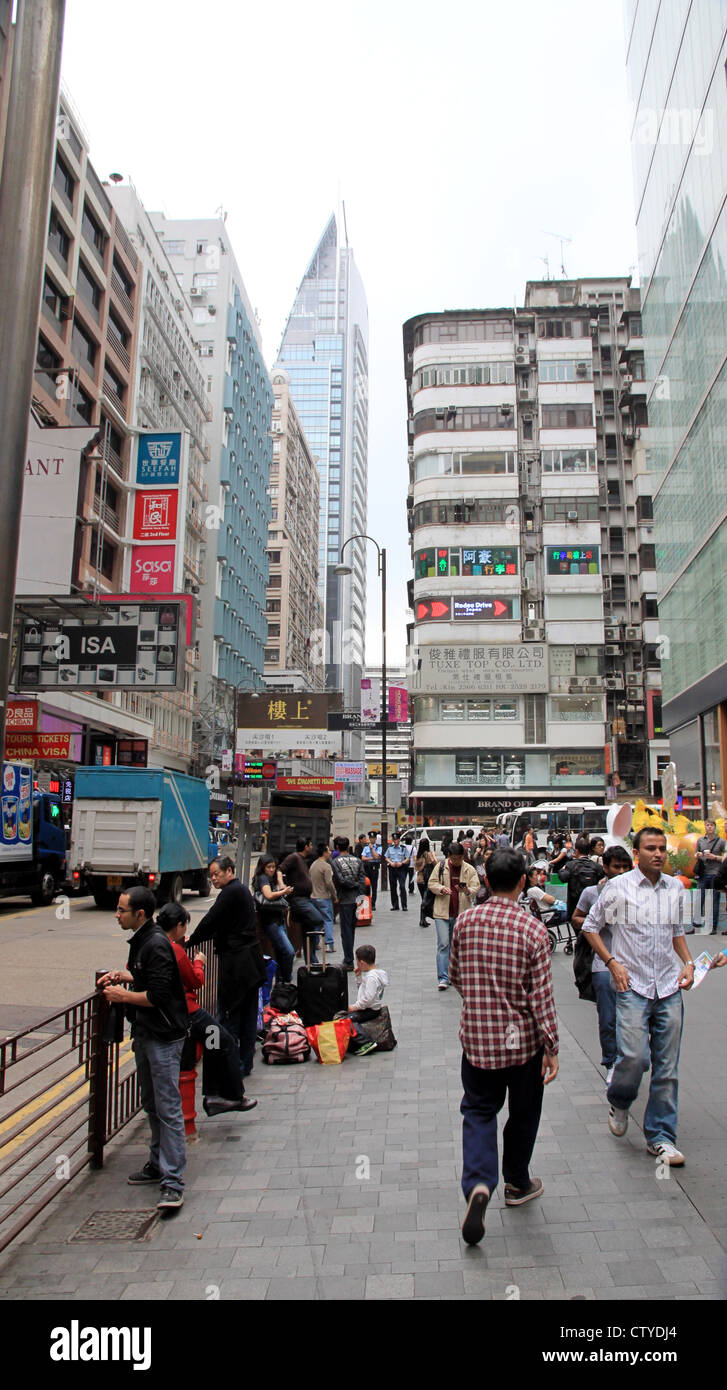 A busy street in Downtown Hong Kong Stock Photo - Alamy