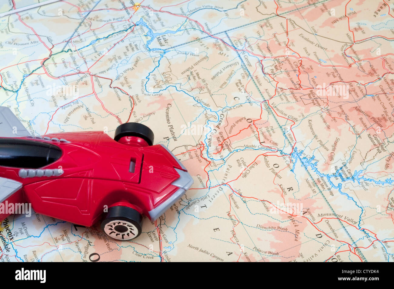 traveling by car on world map Stock Photo - Alamy