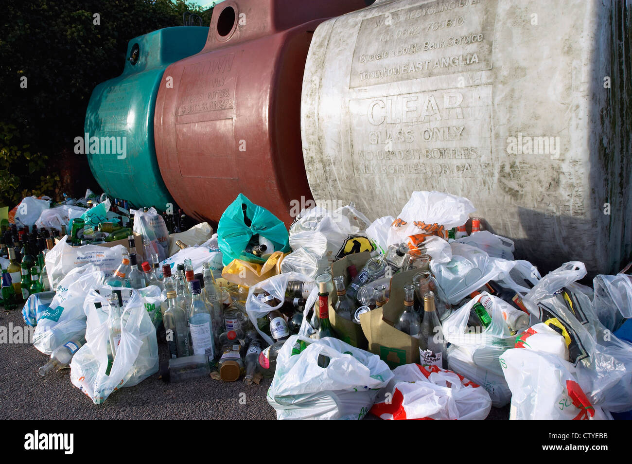 Garbage collected for recycling with containers Stock Photo - Alamy