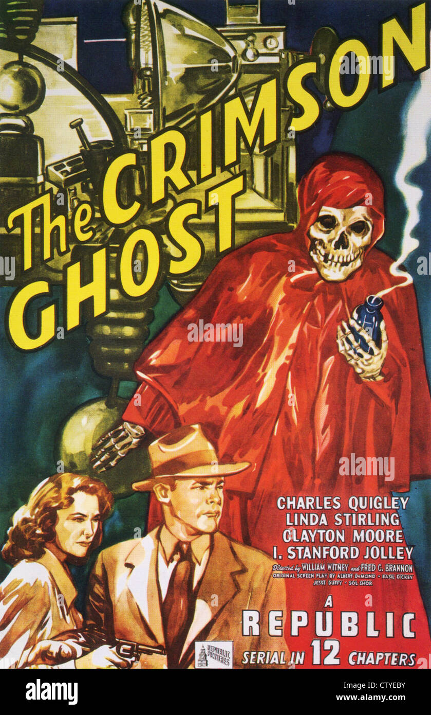 THE CRIMSON GHOST Poster for 1946 Republic film serial with Clayton Moore Stock Photo - Alamy