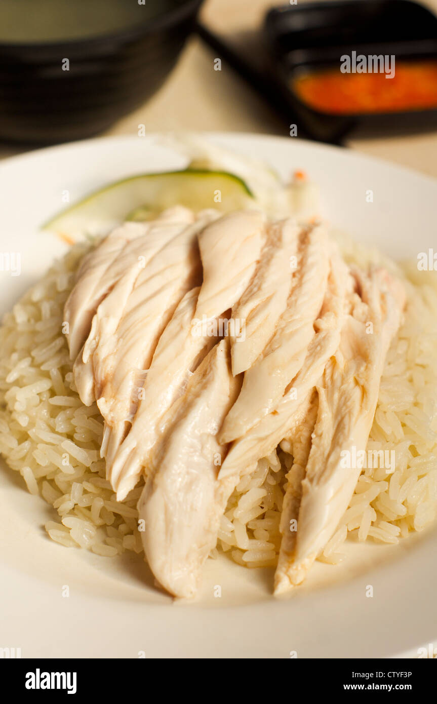 Hainanese chicken rice of Singapore Stock Photo - Alamy
