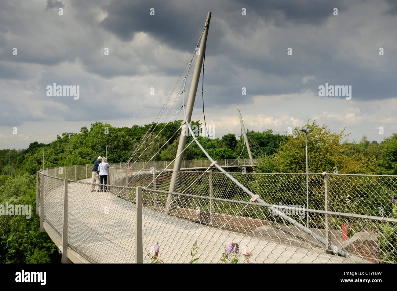 The Erzbahnschwinge on the Erzbahn cycle way, Bochum, Germany Stock ...