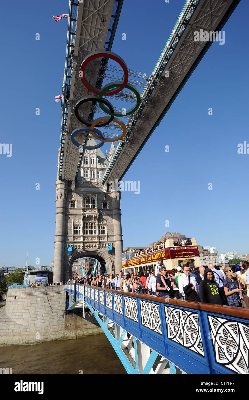 The Olympic rings on Tower bridge at the Olympic games london 2012 ...