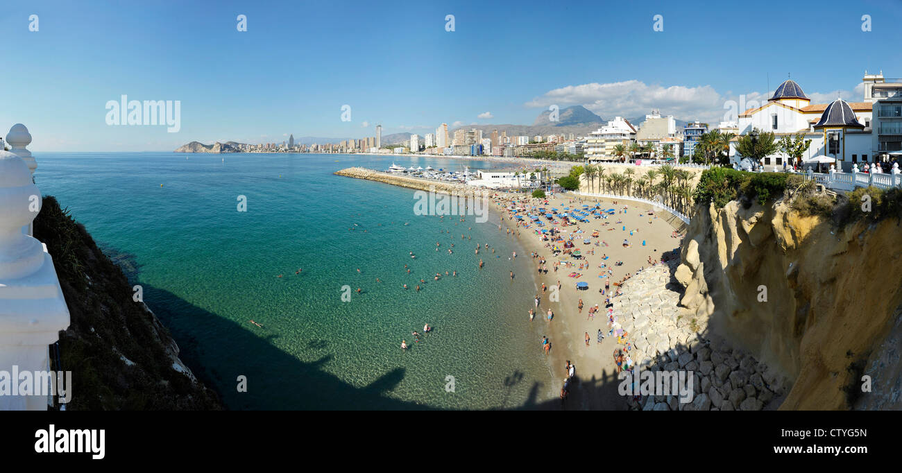 Playa de Malpas, Malpas Beach below the Old Town of Benidorm, Spain ...