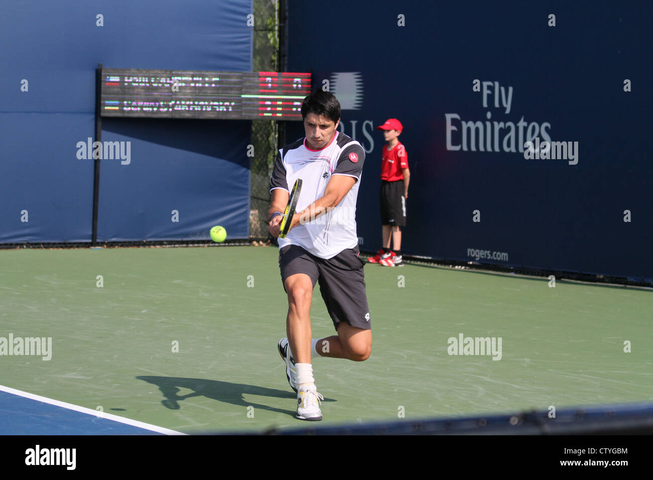 tennis backhand return man playing Stock Photo - Alamy