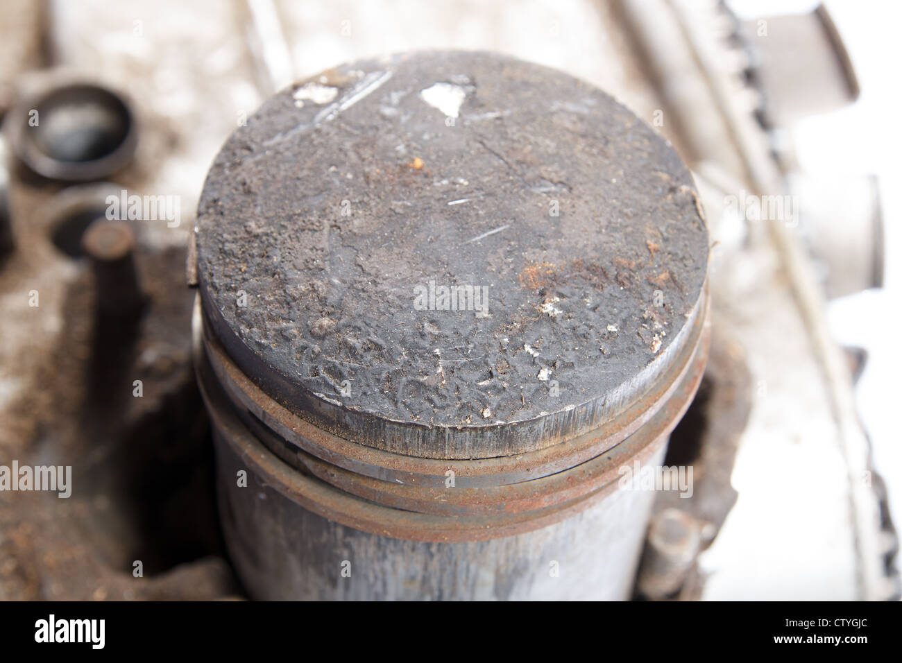 close up of old dirty engine piston Stock Photo - Alamy