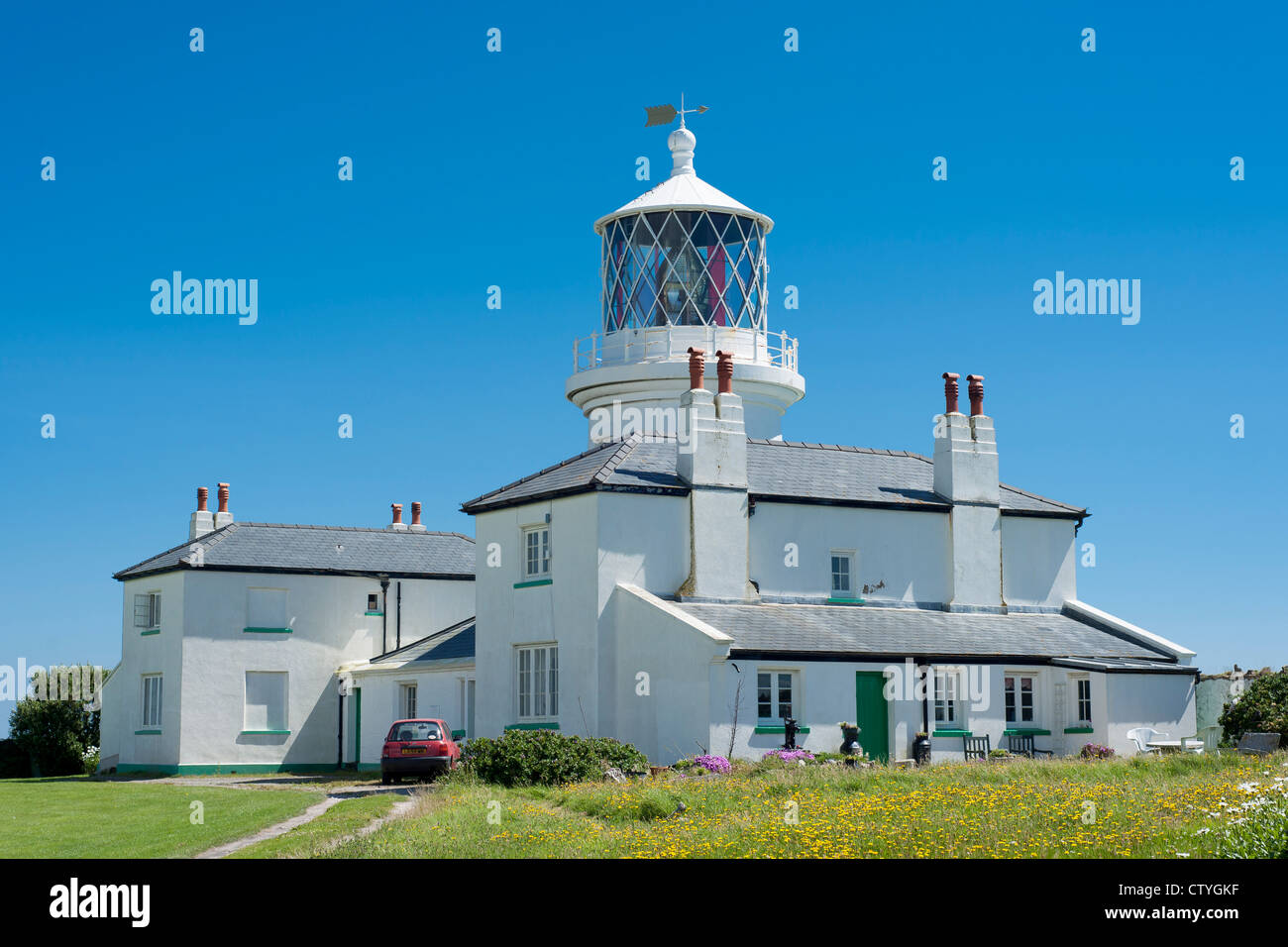The lighthouse at Caldey Island near Tenby, Wales Stock Photo - Alamy