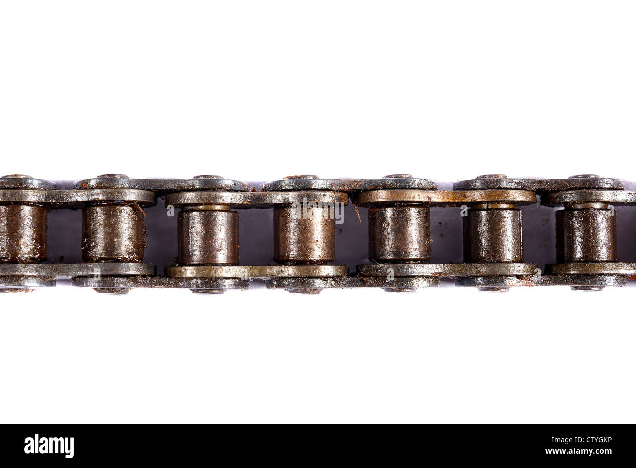 close up of oily motorcycle chain on a white background Stock Photo - Alamy