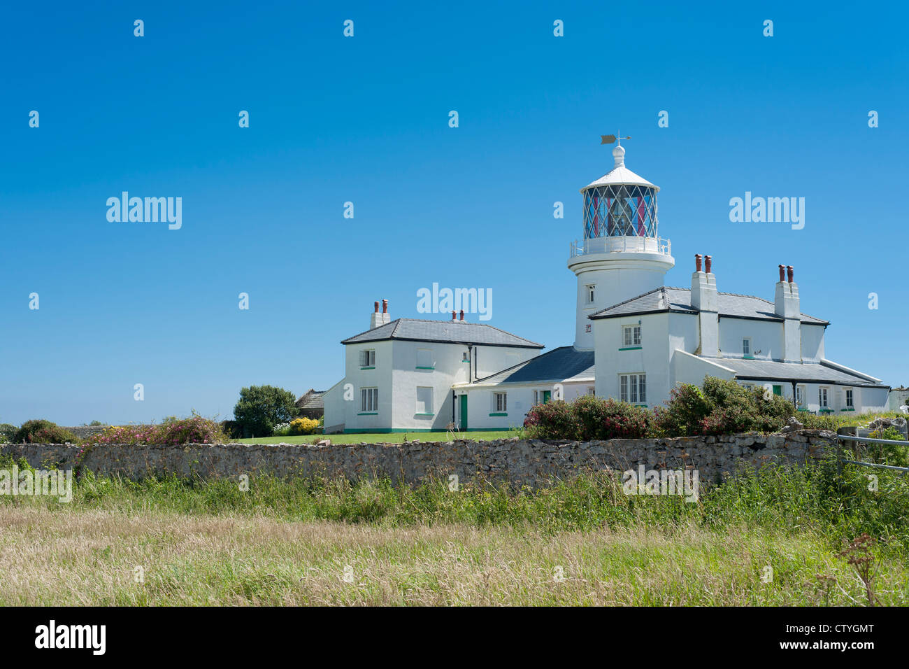 The lighthouse at Caldey Island near Tenby, Wales Stock Photo - Alamy