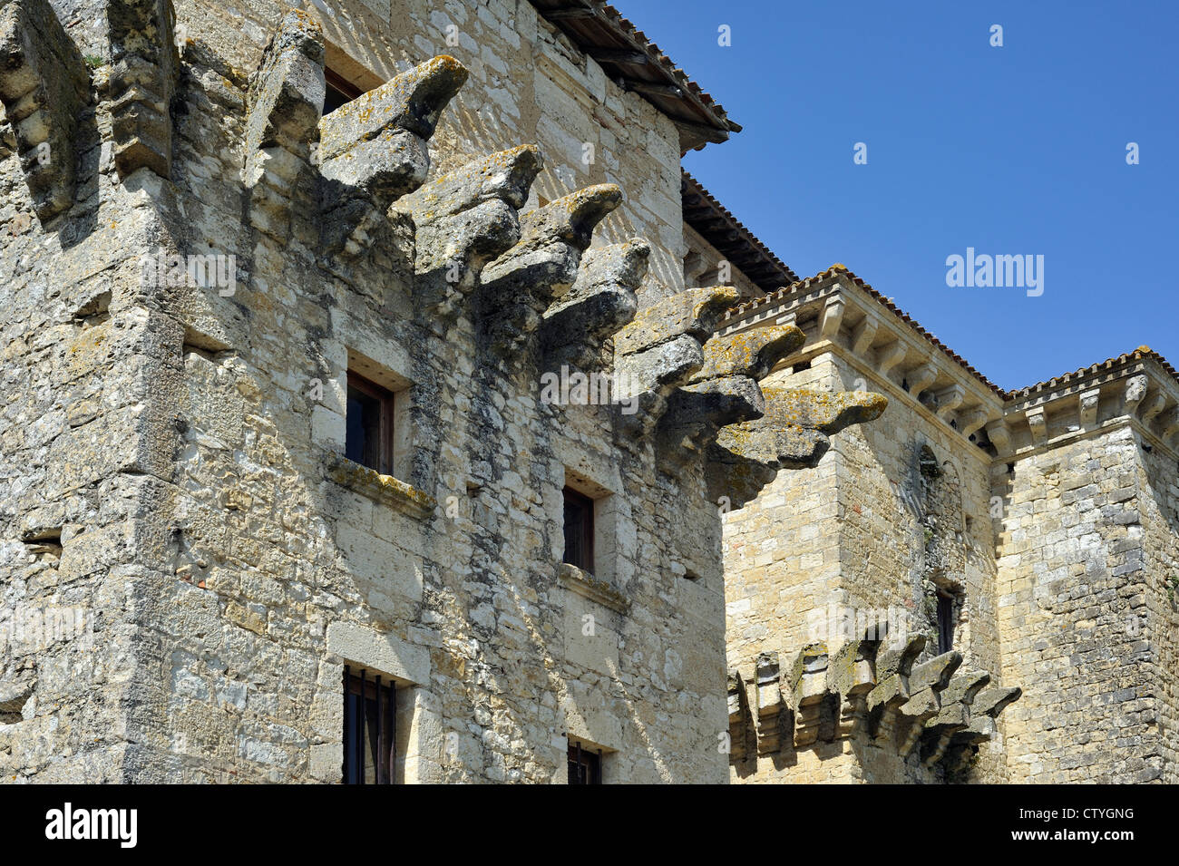 Detail of the medieval castle Château de Lavardens in the Midi-Pyrénées ...