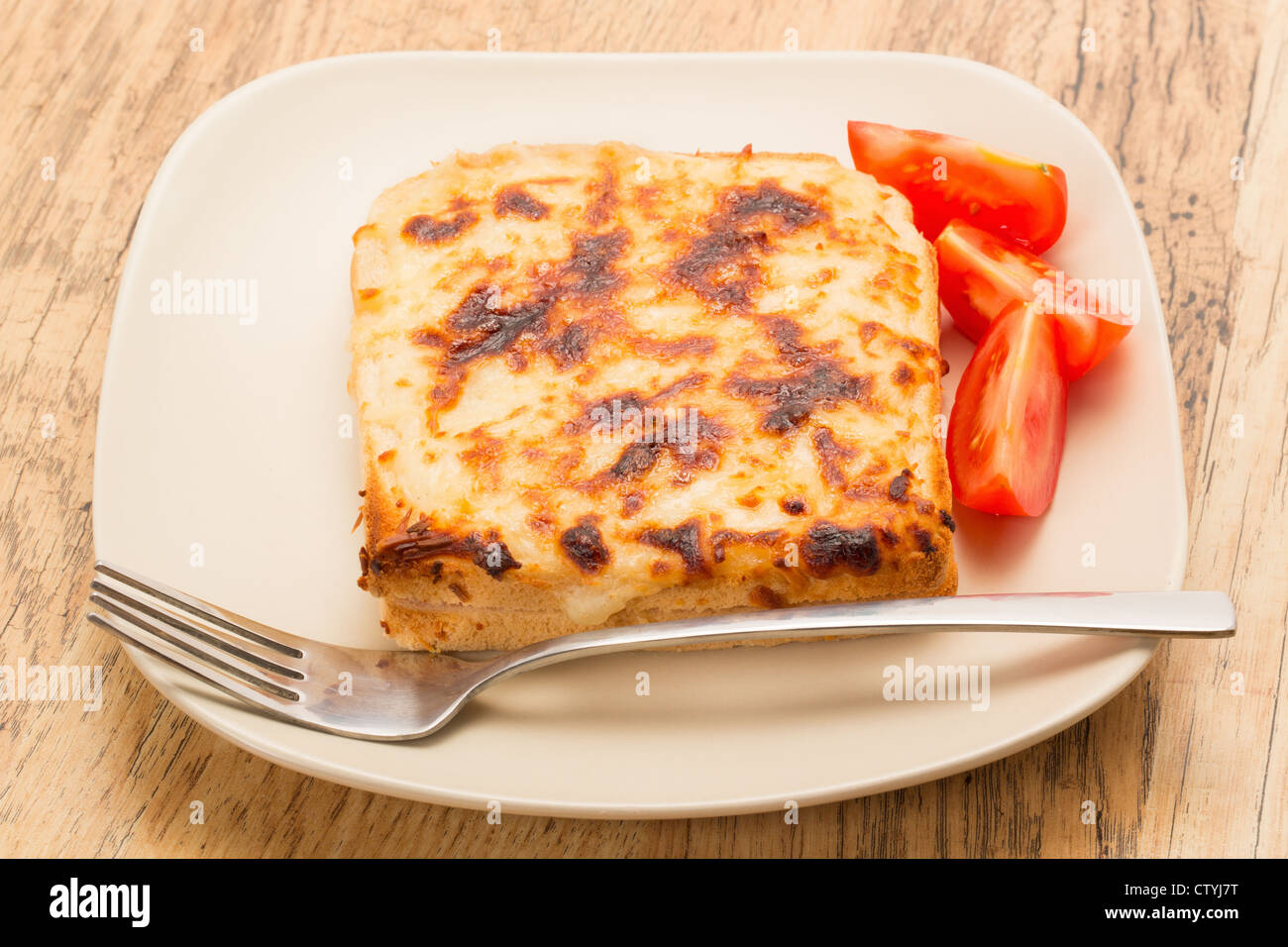 Classic French toasted sandwich or Croque monsieur - studio shot Stock ...