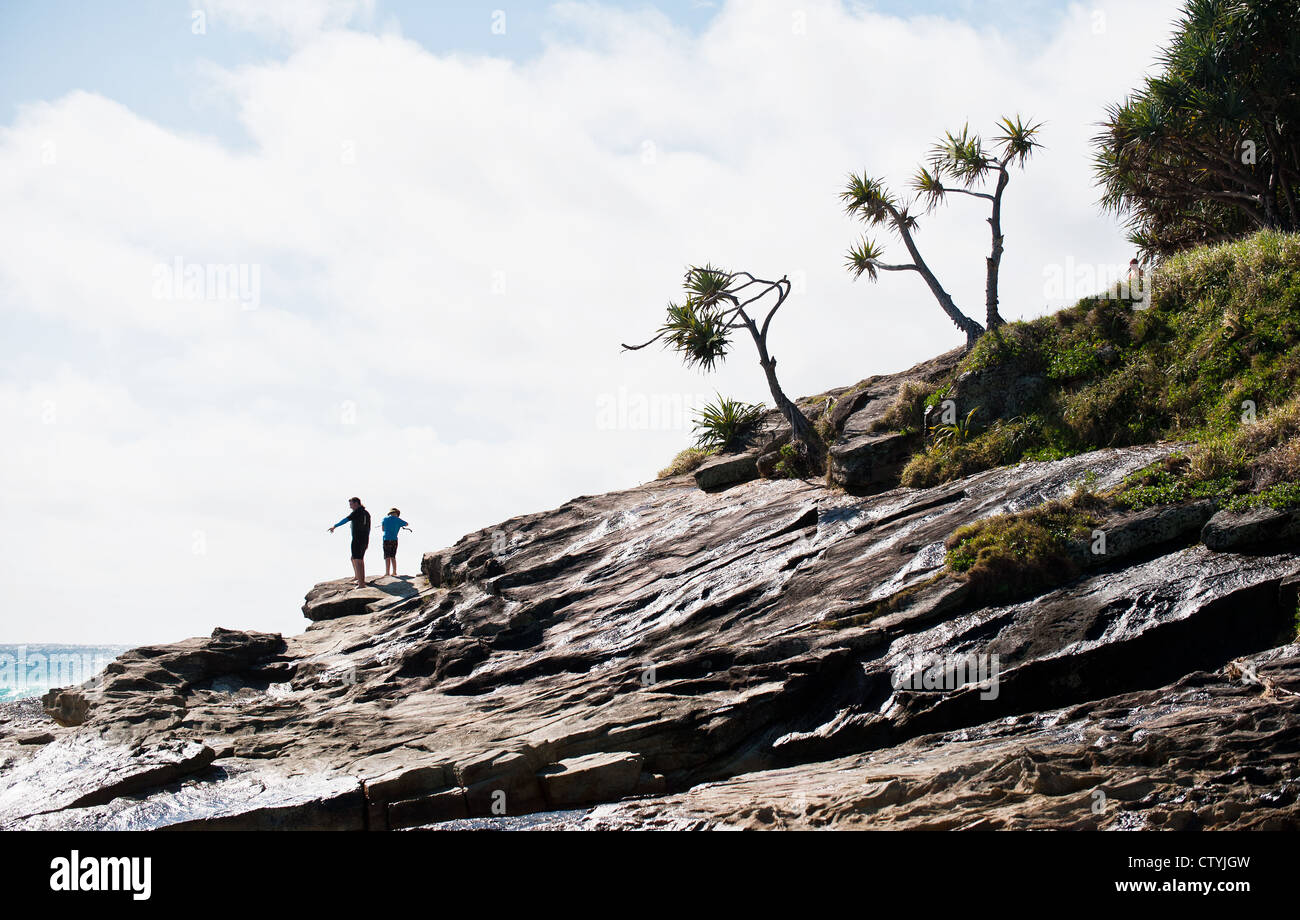 Cylinder Beach Stradbroke Island - People standing on a headland ...