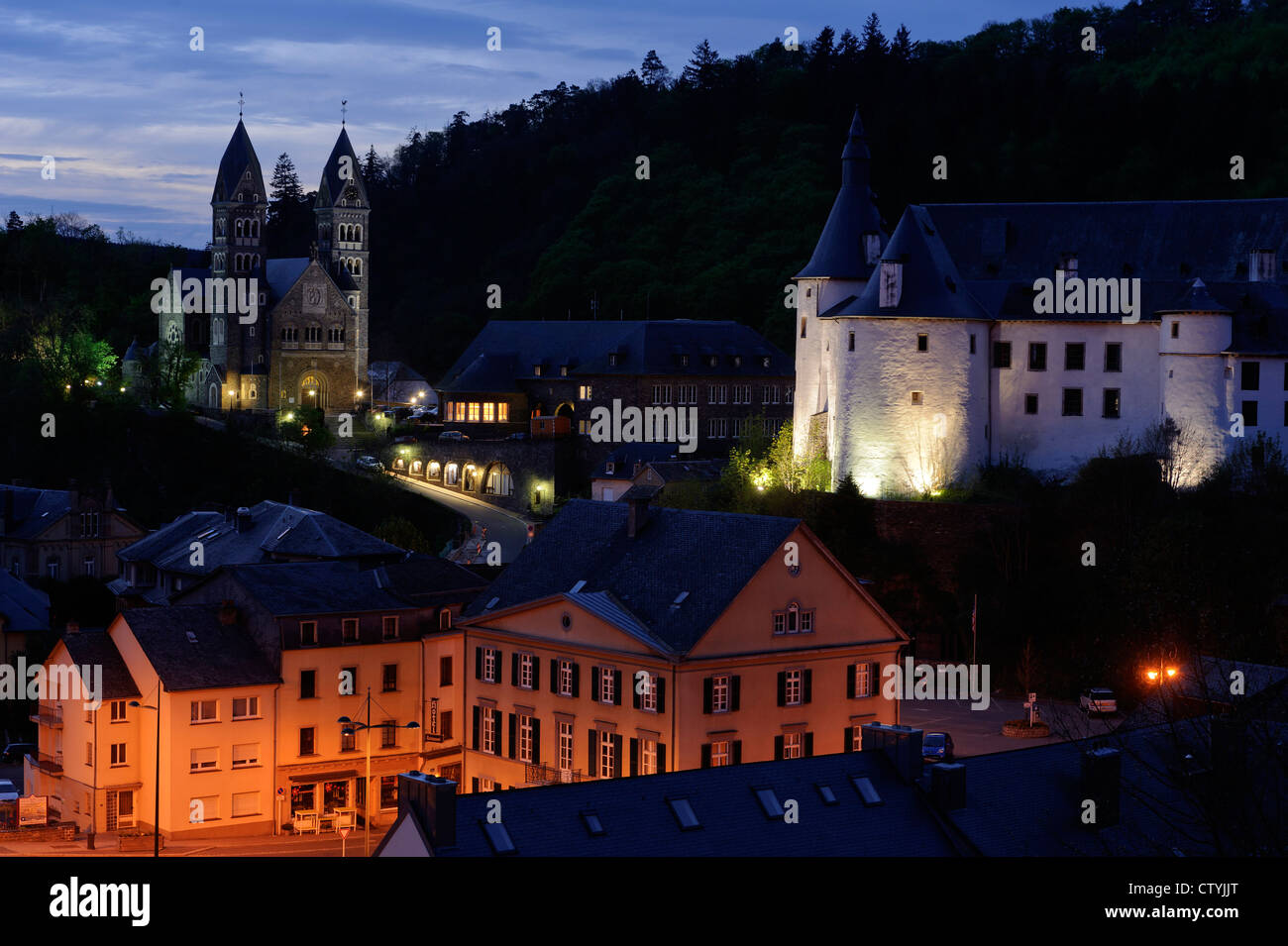 Church and Castle in Clervaux, Luxembourg Stock Photo - Alamy