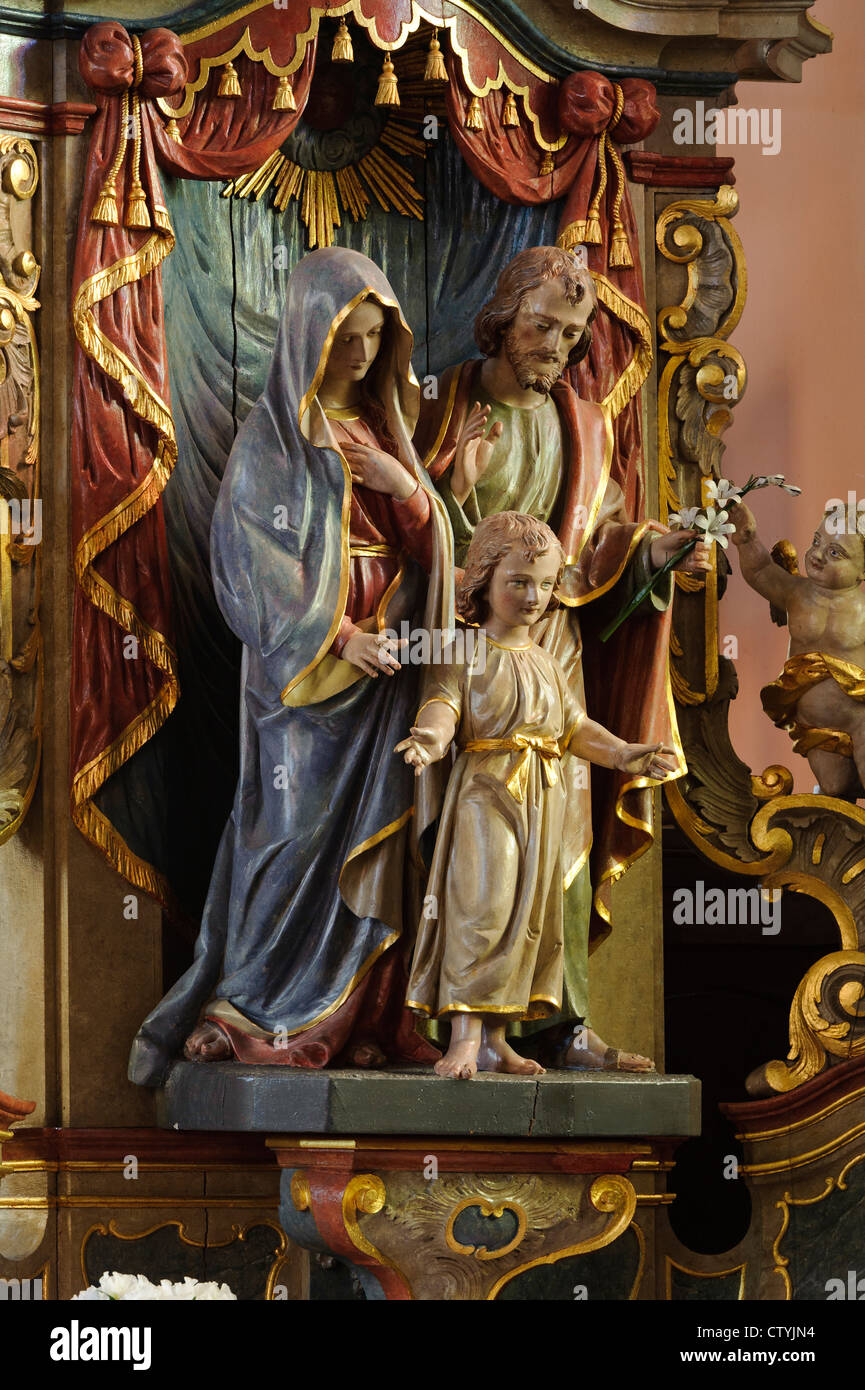 Baroque altar in the church of Hachiville, Luxembourg Stock Photo - Alamy