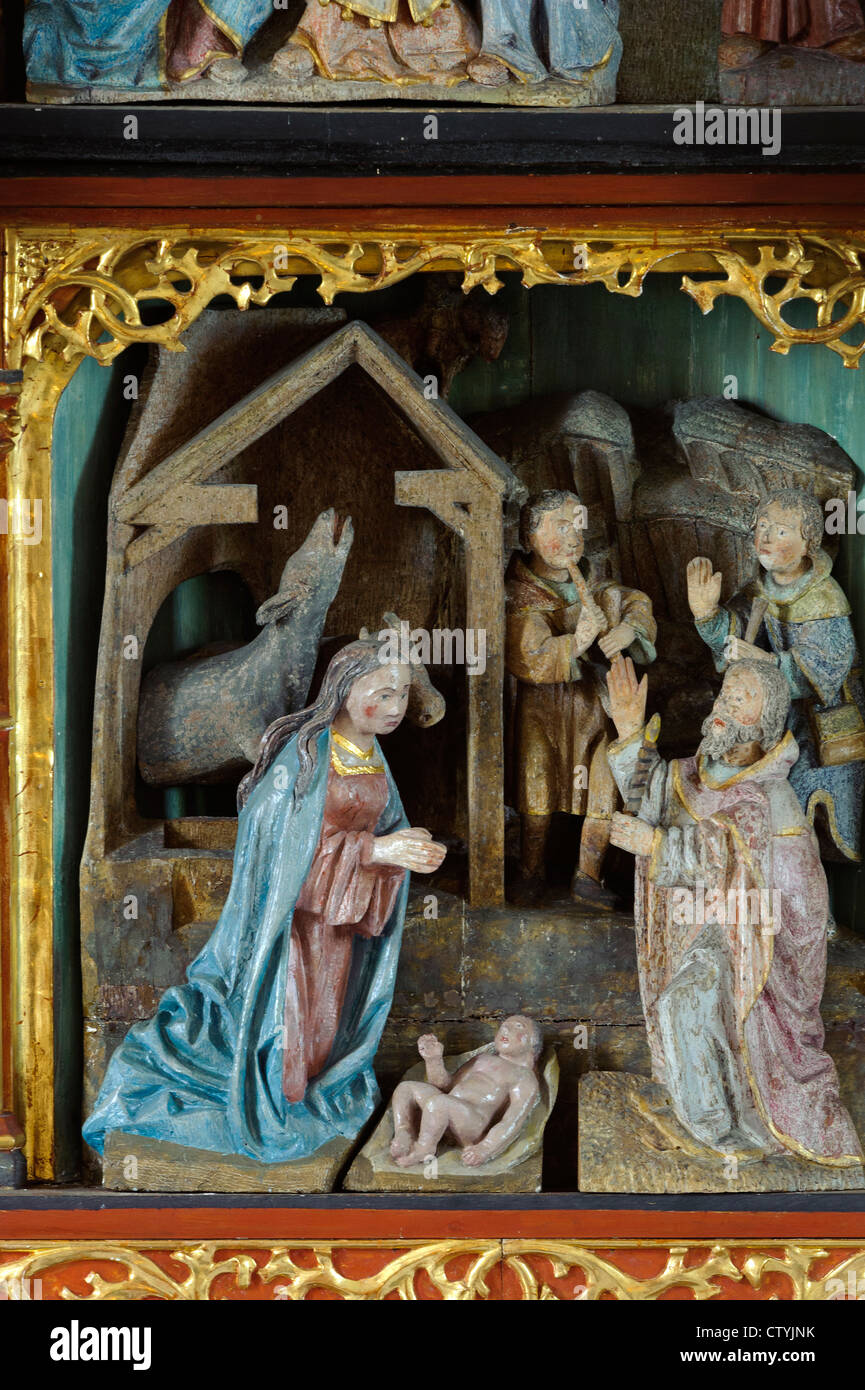 Gothic Altar 16.c..in church of Hachiville, Luxembourg Stock Photo - Alamy