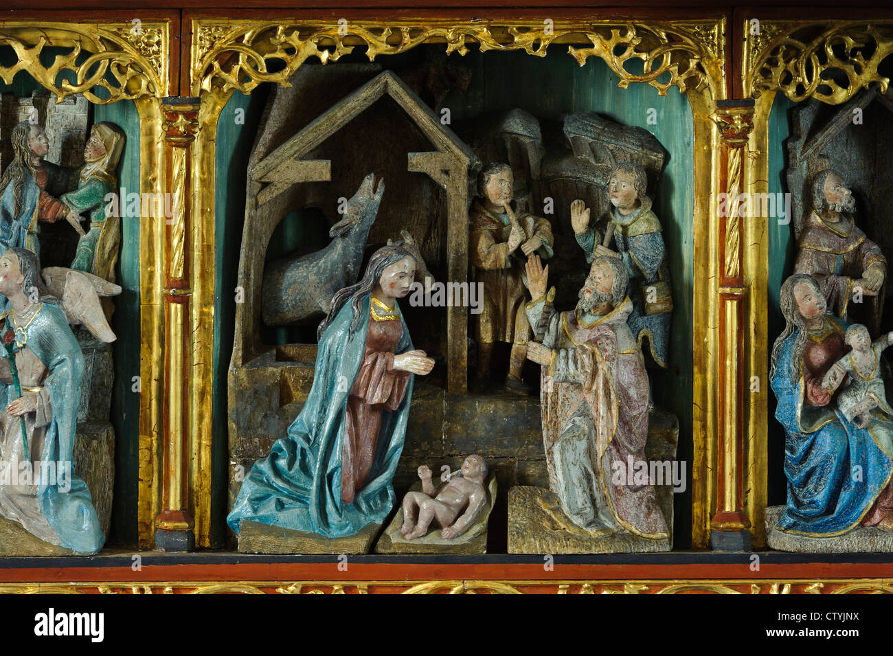 Gothic Altar 16.c..in church of Hachiville, Luxembourg Stock Photo - Alamy