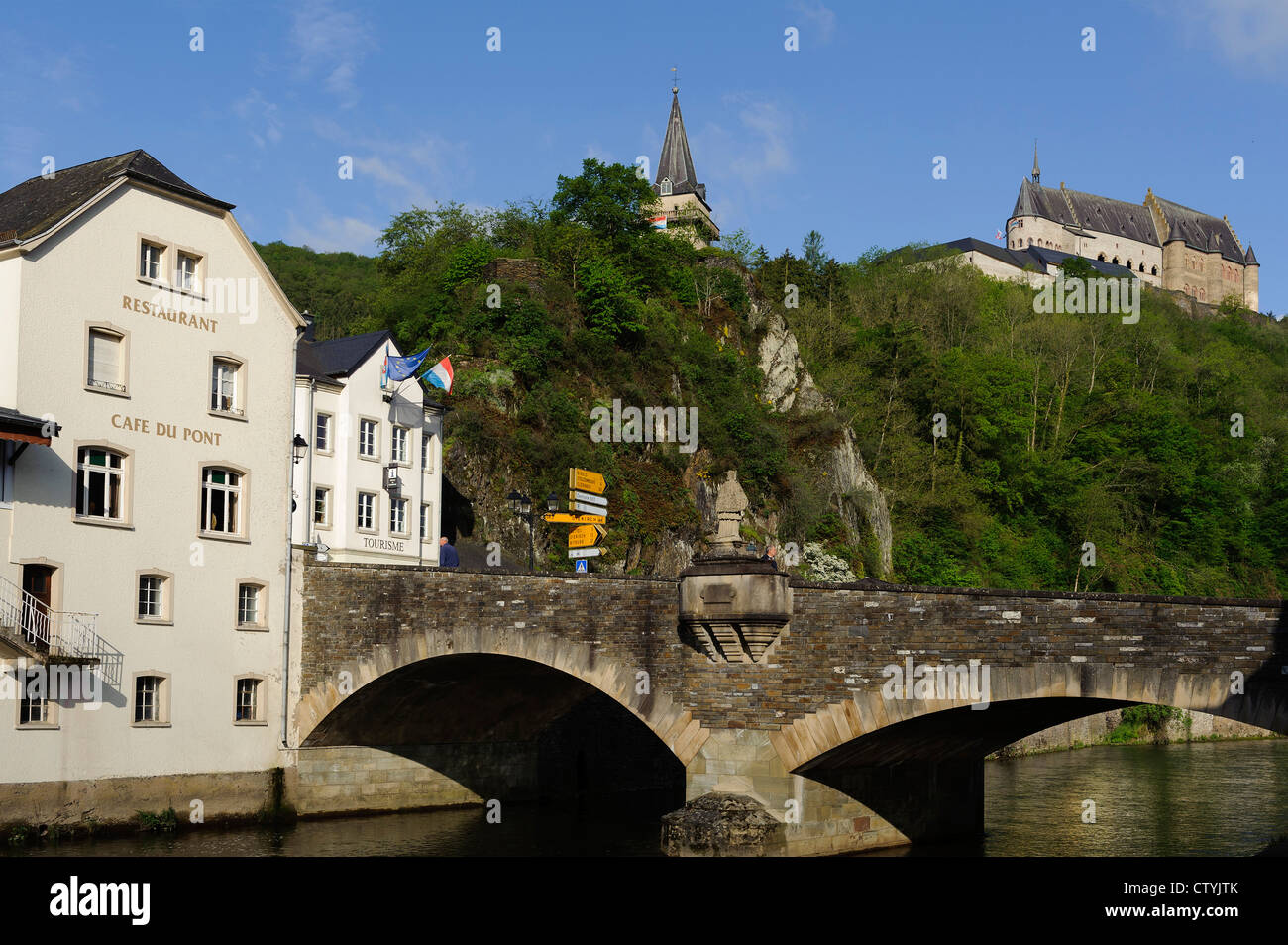 Castle and bridge of the Our in Vianden, Luxembourg Stock Photo - Alamy