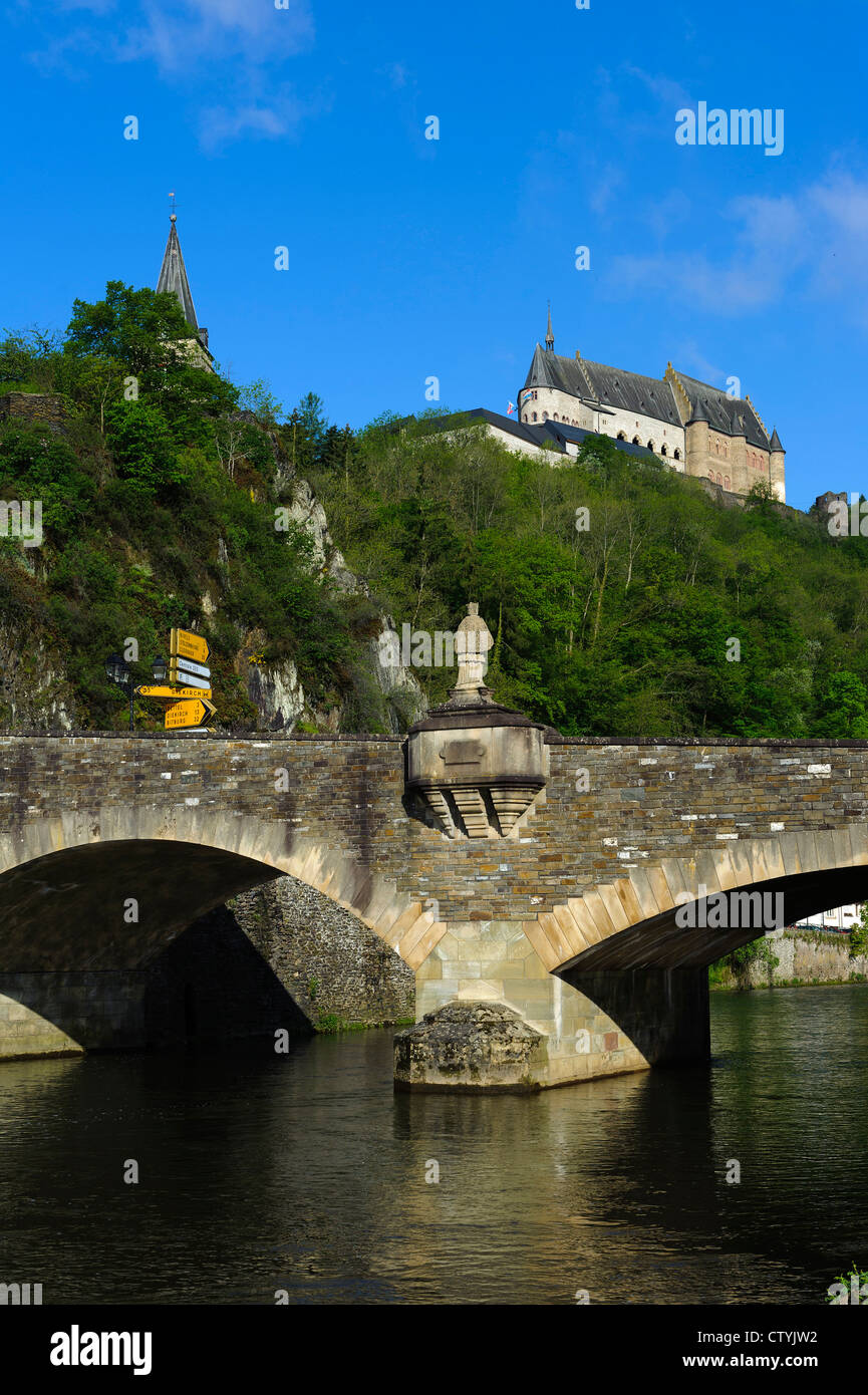 Castle and bridge of the Our in Vianden, Luxembourg Stock Photo - Alamy