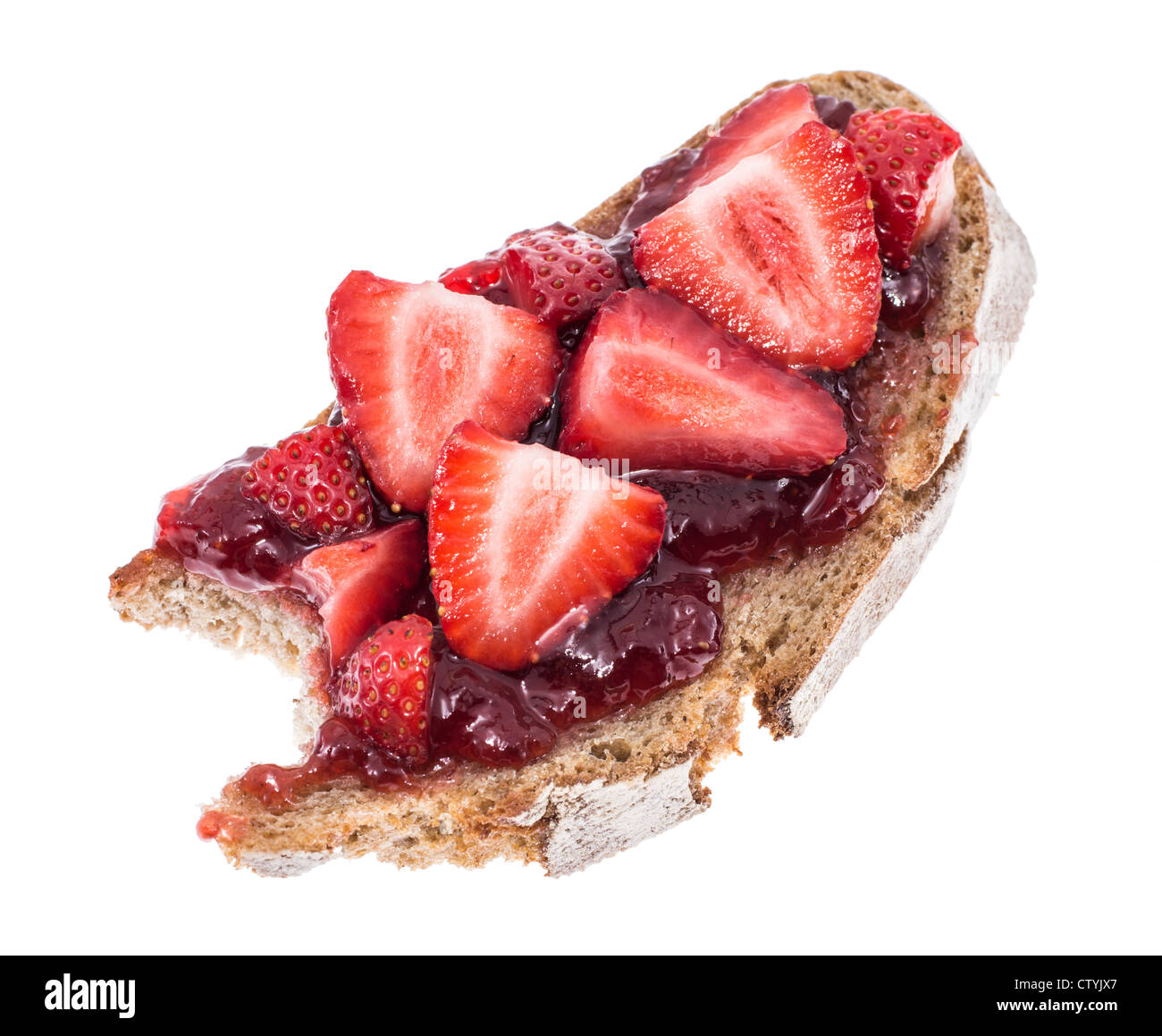 Bread with fresh homemade Strawberry Jam isolated on white background ...