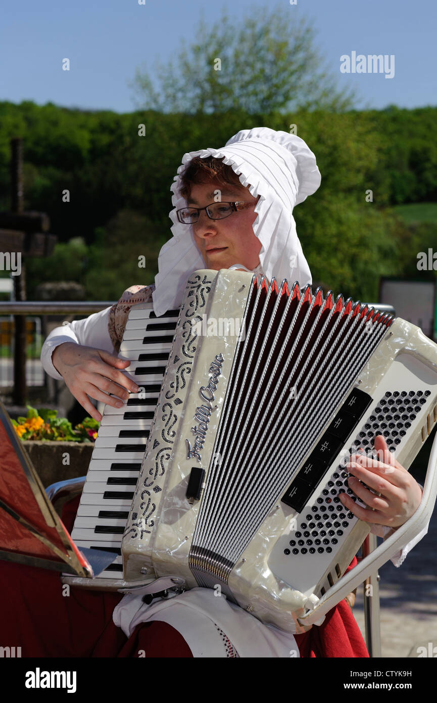 folk dance in front of the wine-museum in Ehnen, Luxembourg Stock Photo ...