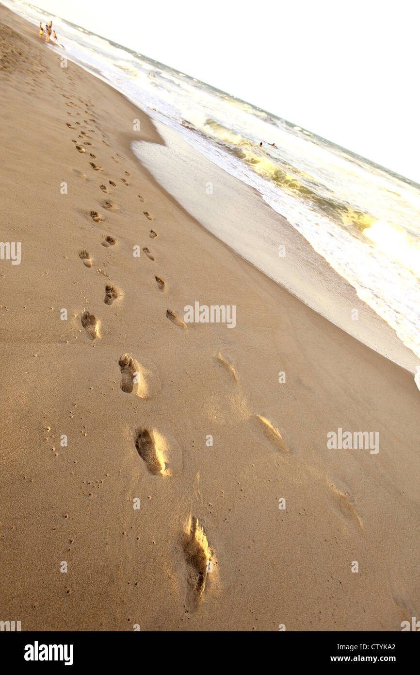 ocean footprints on sand near water Stock Photo - Alamy