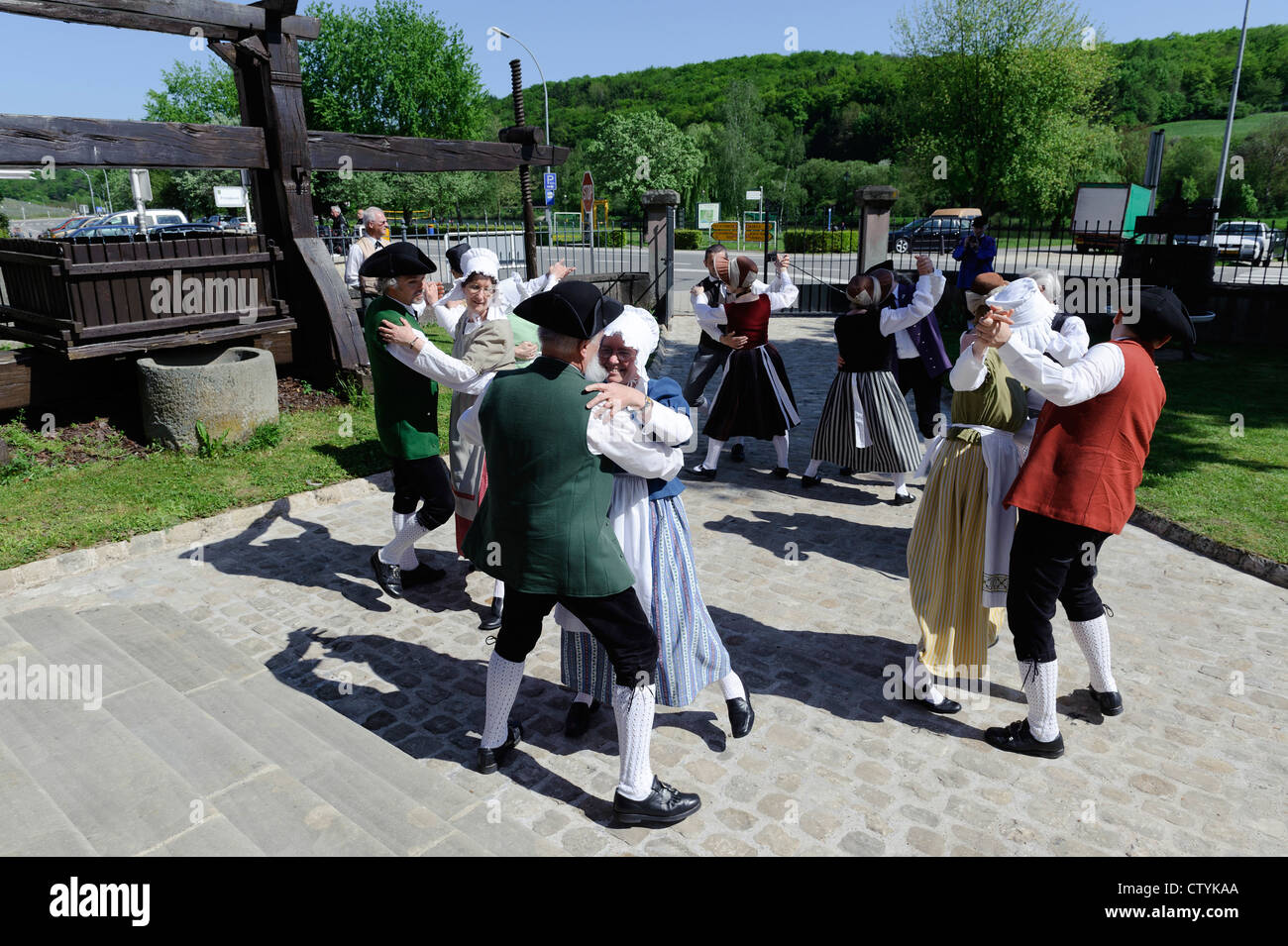 folk dance in front of the wine-museum in Ehnen, Luxembourg Stock Photo ...