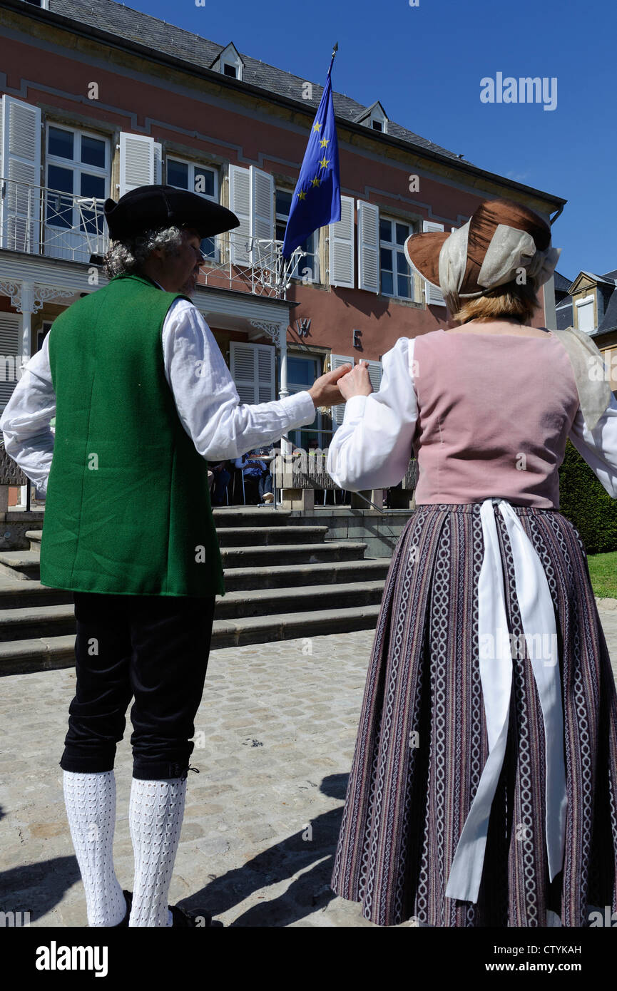 folk dance in front of the wine-museum in Ehnen, Luxembourg Stock Photo ...