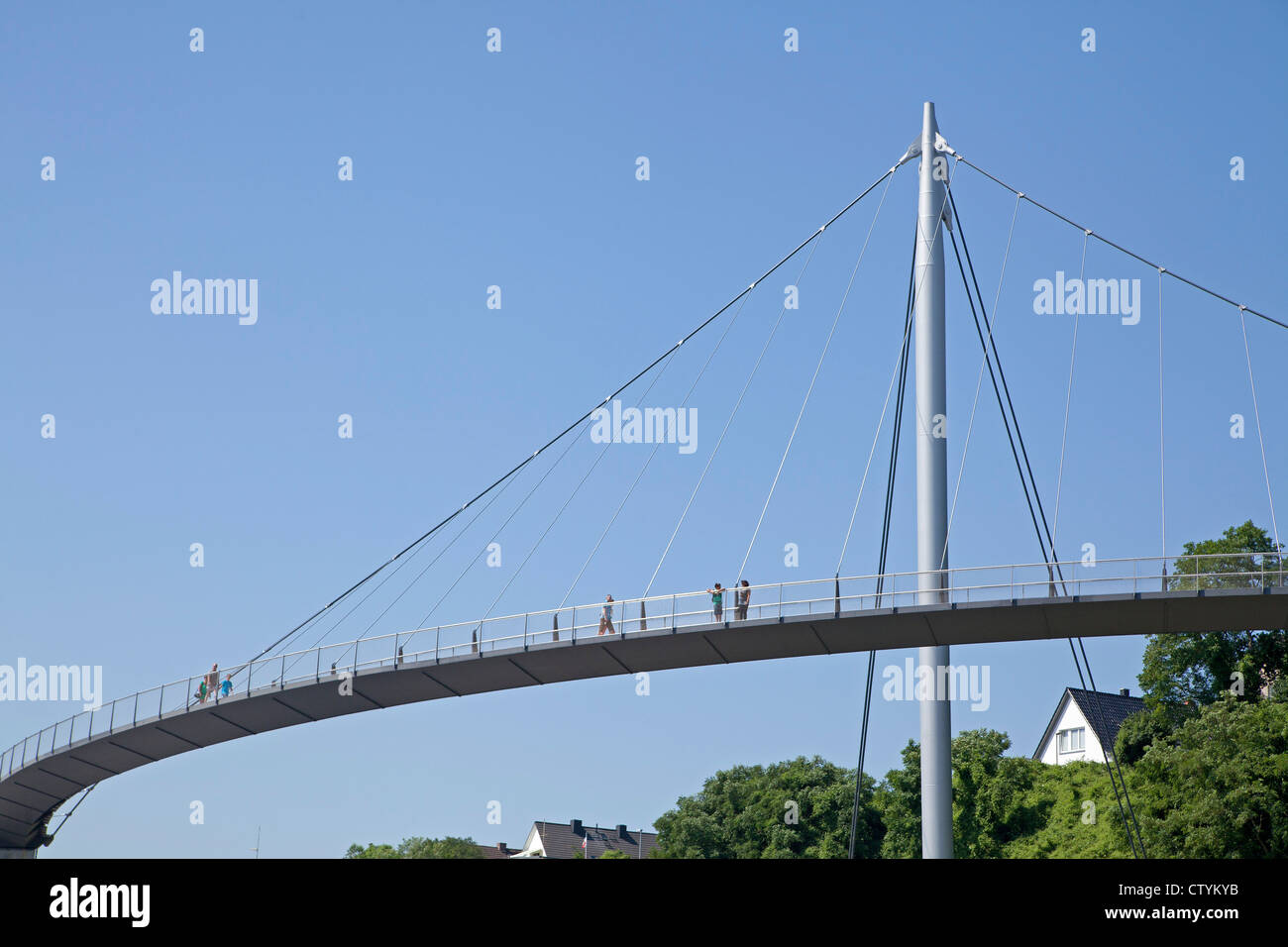 pedestrian bridge at the harbour, Sassnitz, Ruegen Island, Mecklenburg ...