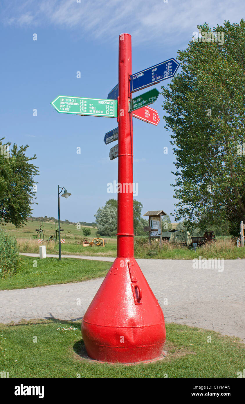old buoy turned into a signpost, Kloster, Hiddensee Island, Baltic Sea ...