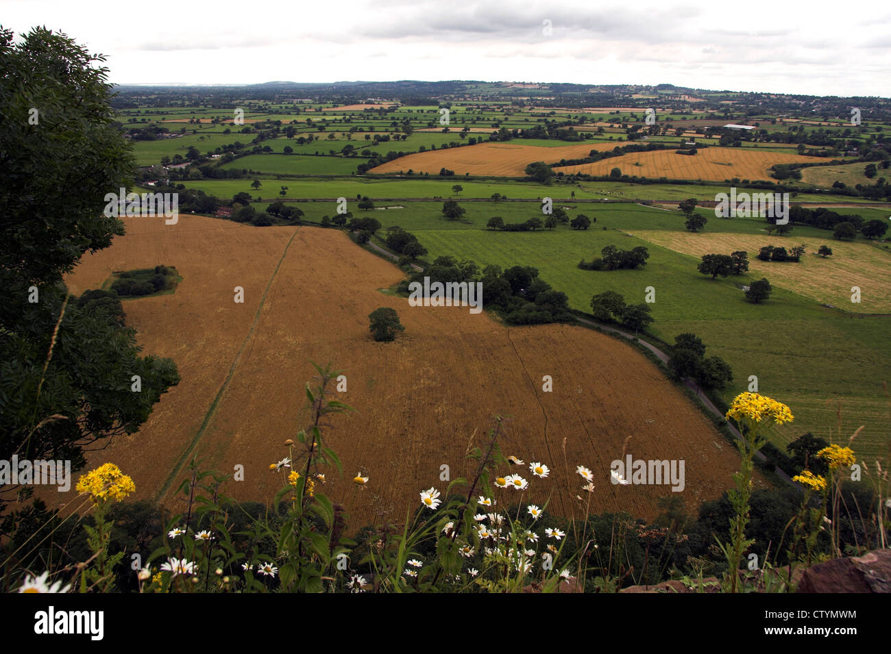 View of the Cheshire Plains from Beeston Castle, Cheshire, UK Stock ...