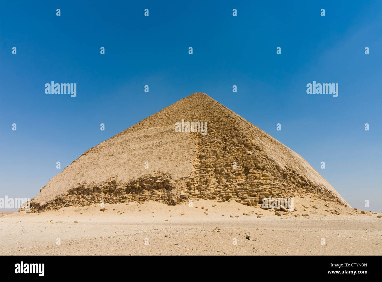 The Bent Pyramid built by Old Kingdom Pharaoh Snefru near Dashur ...