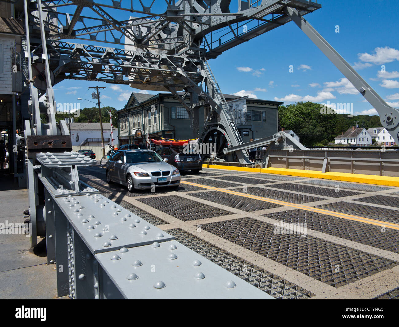 The Mystic River Bascule Bridge is a drawbridge with counterweights ...