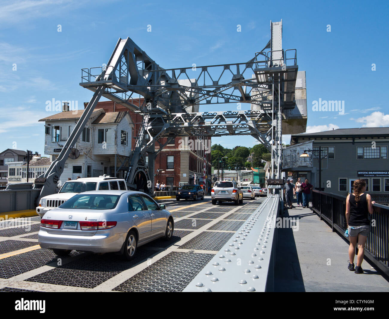 The Mystic River Bascule Bridge is a drawbridge with counterweights ...