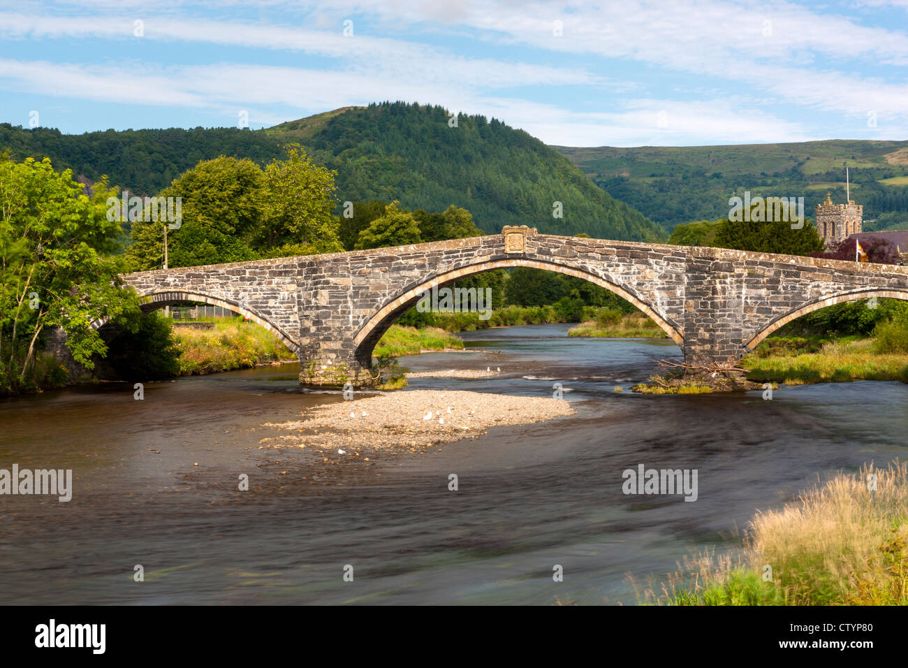 17th century stone bridge over the River Conwy at Llanrwst, The bridge ...