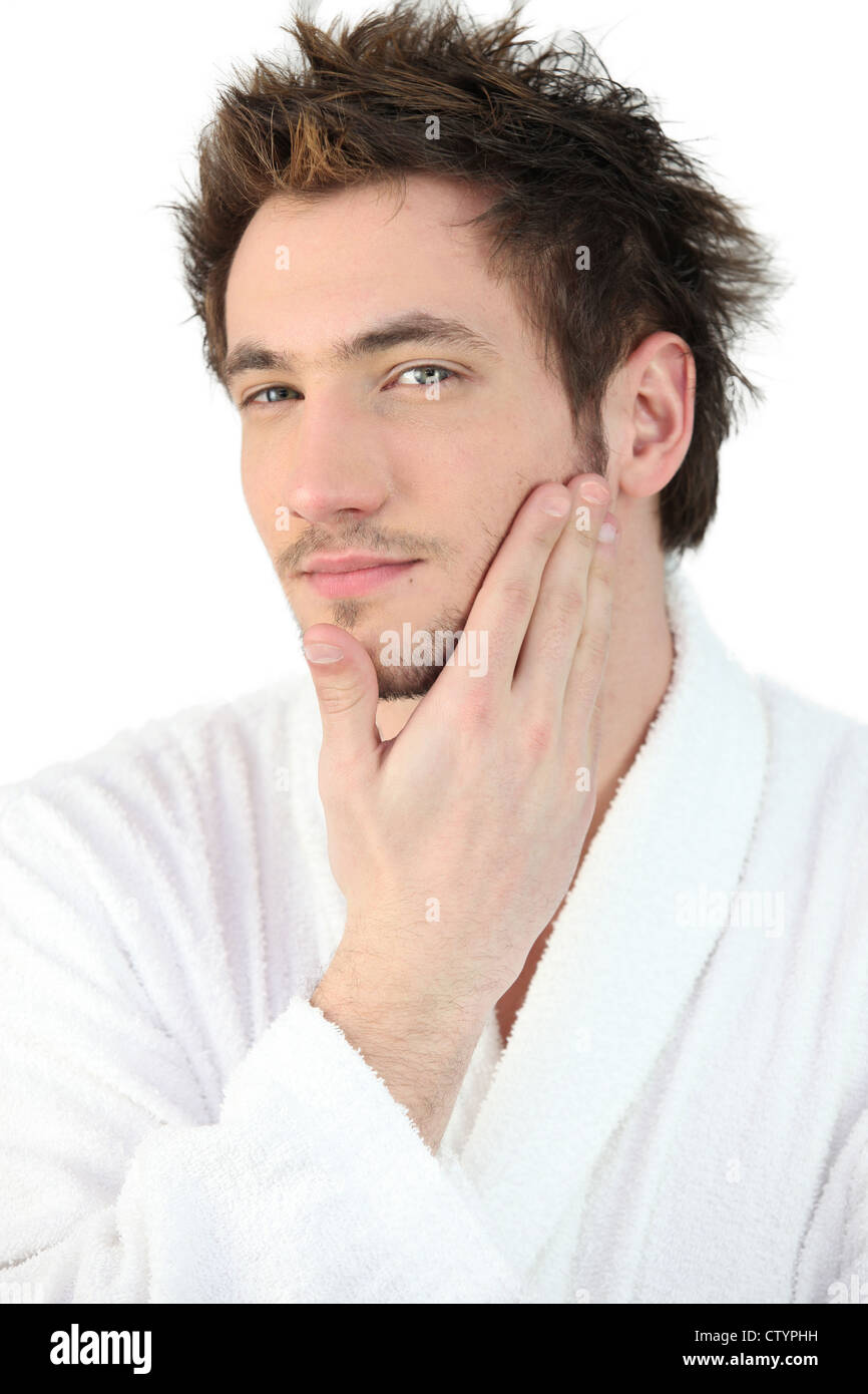 Man in bath robe Stock Photo - Alamy