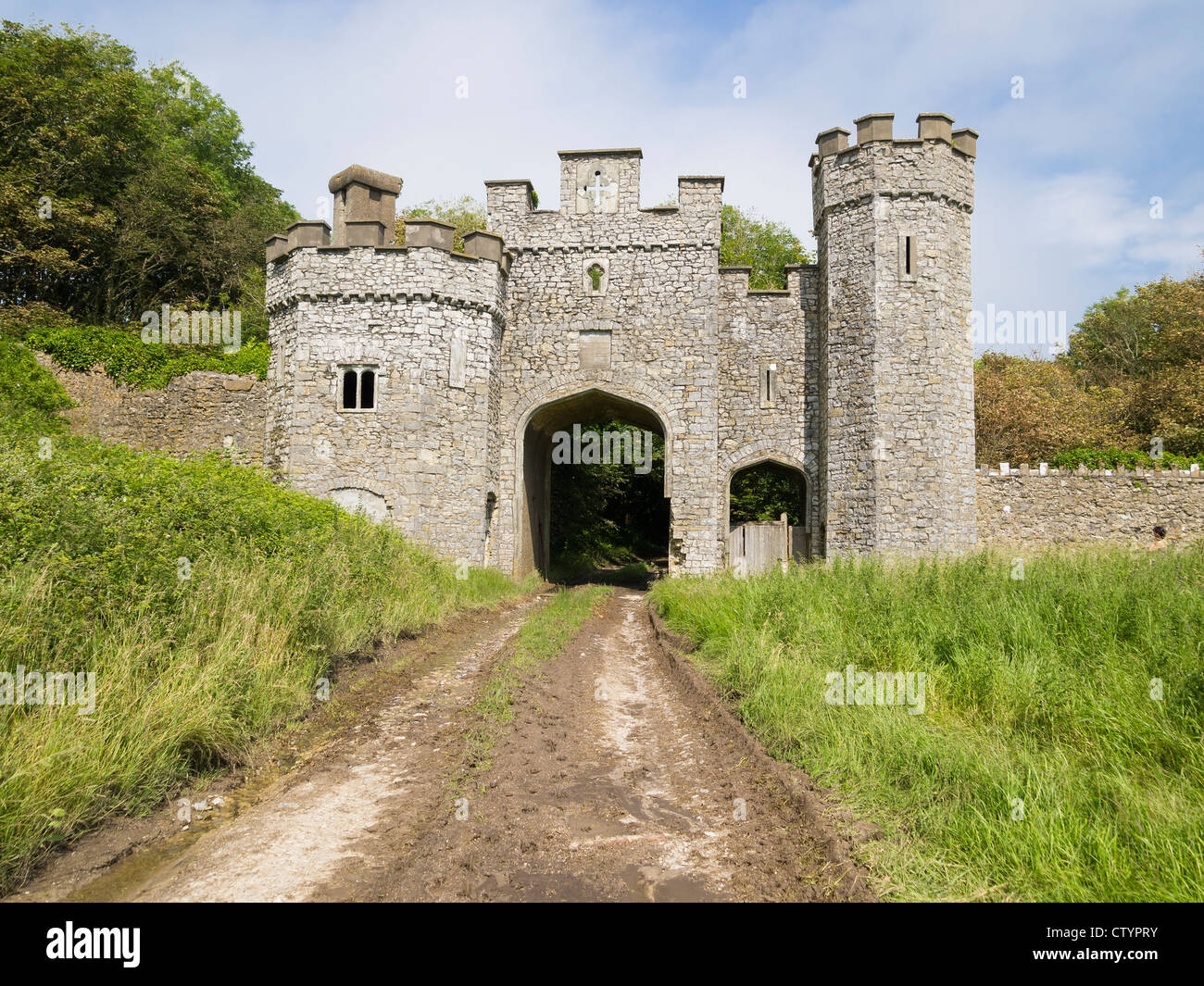 Dunraven castle gatehouse south Wales Stock Photo - Alamy