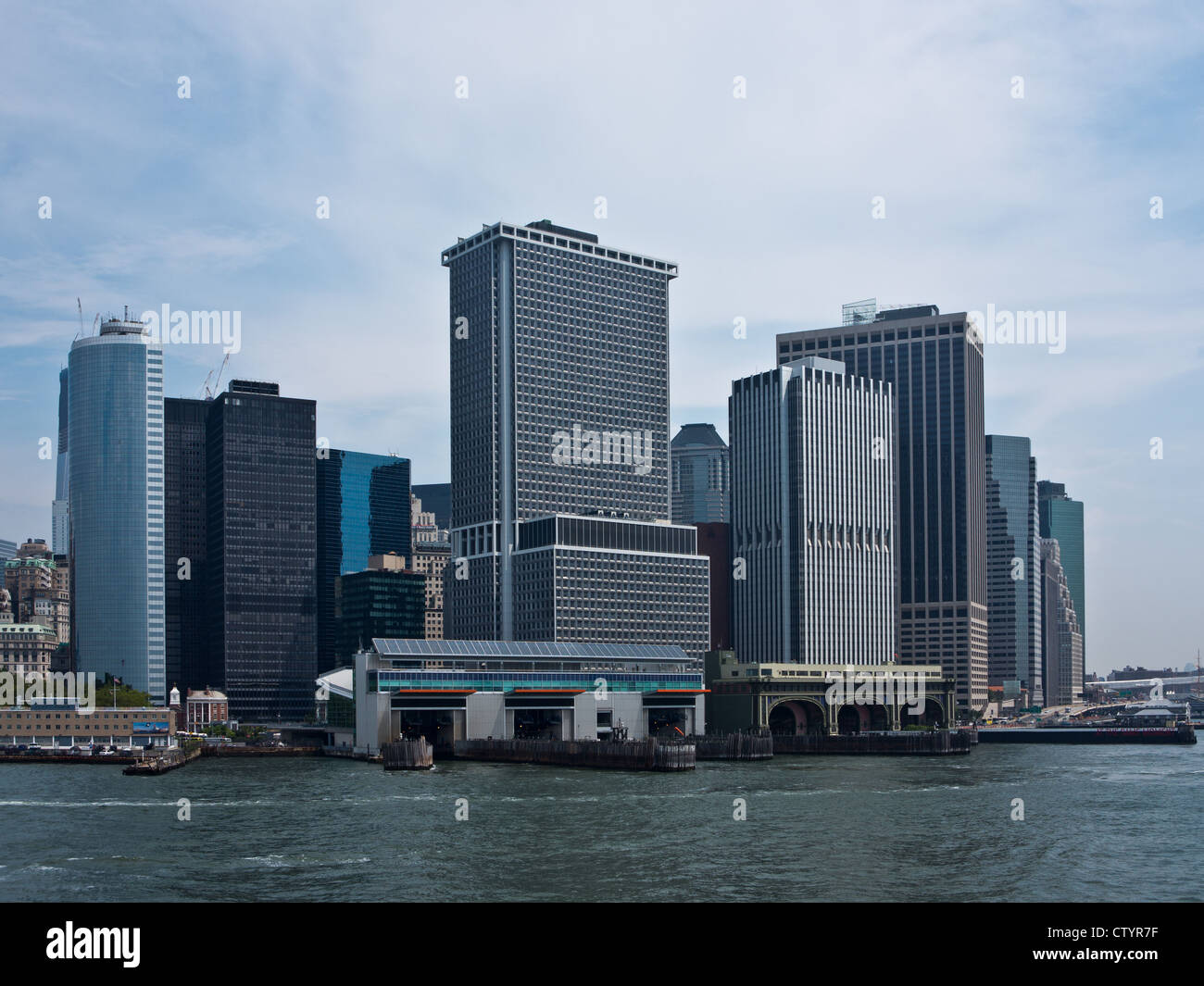 Manhattan skyline and South Ferry Docks viewed from the southwest. New ...