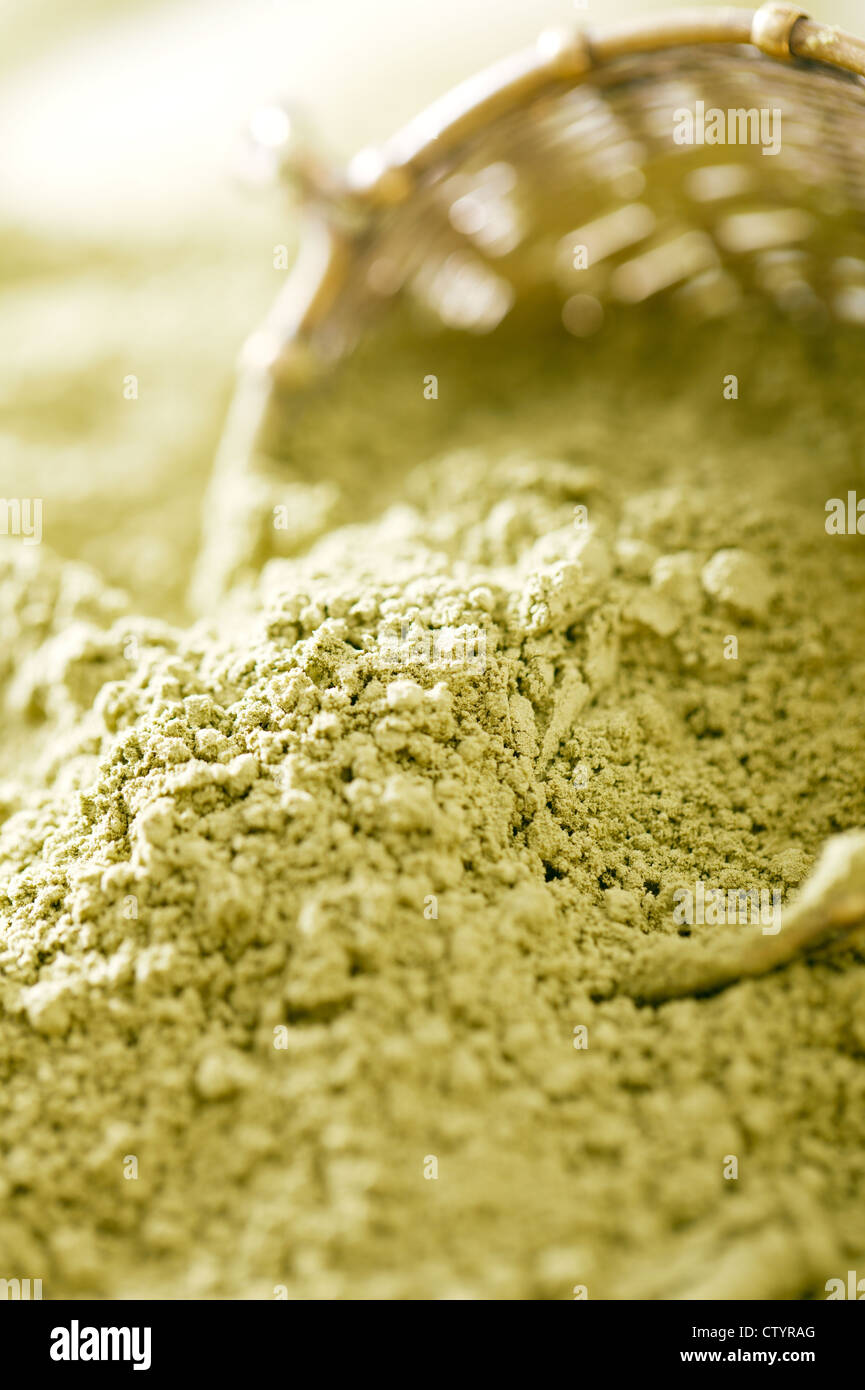 matcha green tea powder , shallow dof Stock Photo - Alamy