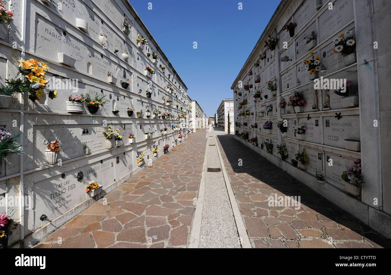 Cemetery island off Venice, Murano in Italy, Europe, where cremated ...