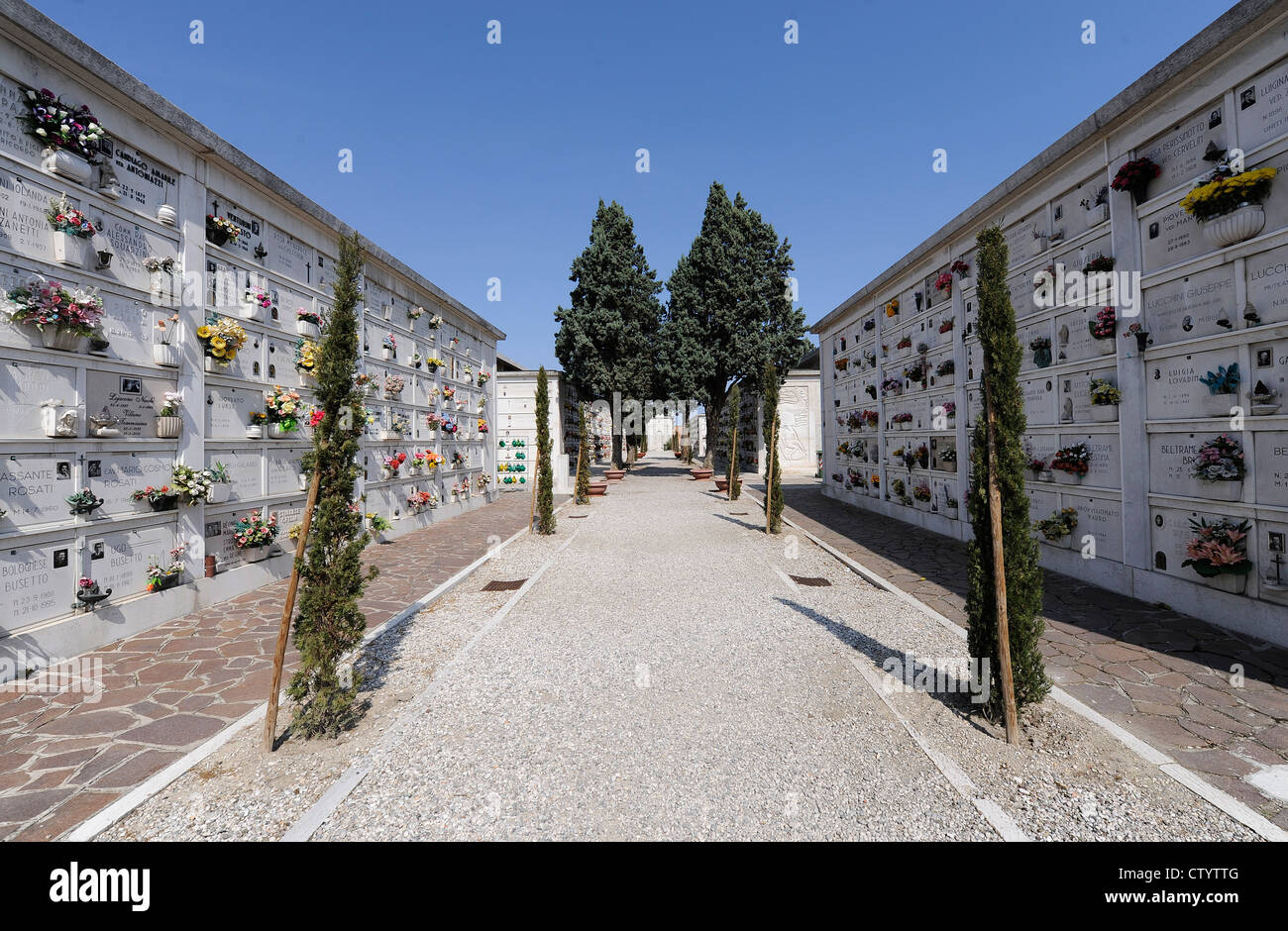 Cemetery island off Venice, Murano in Italy, Europe, where cremated ...