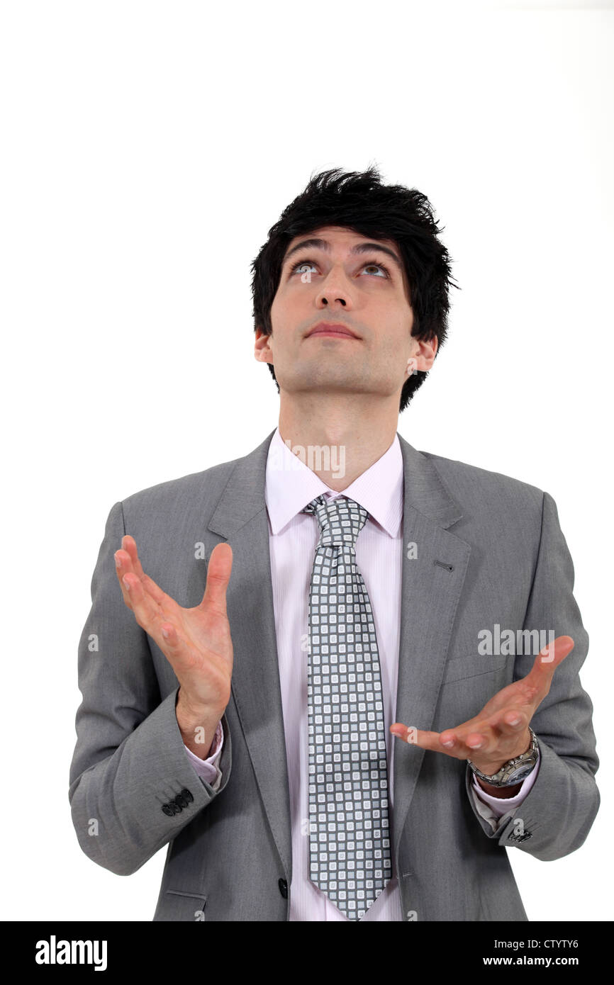 Man looking up Stock Photo - Alamy