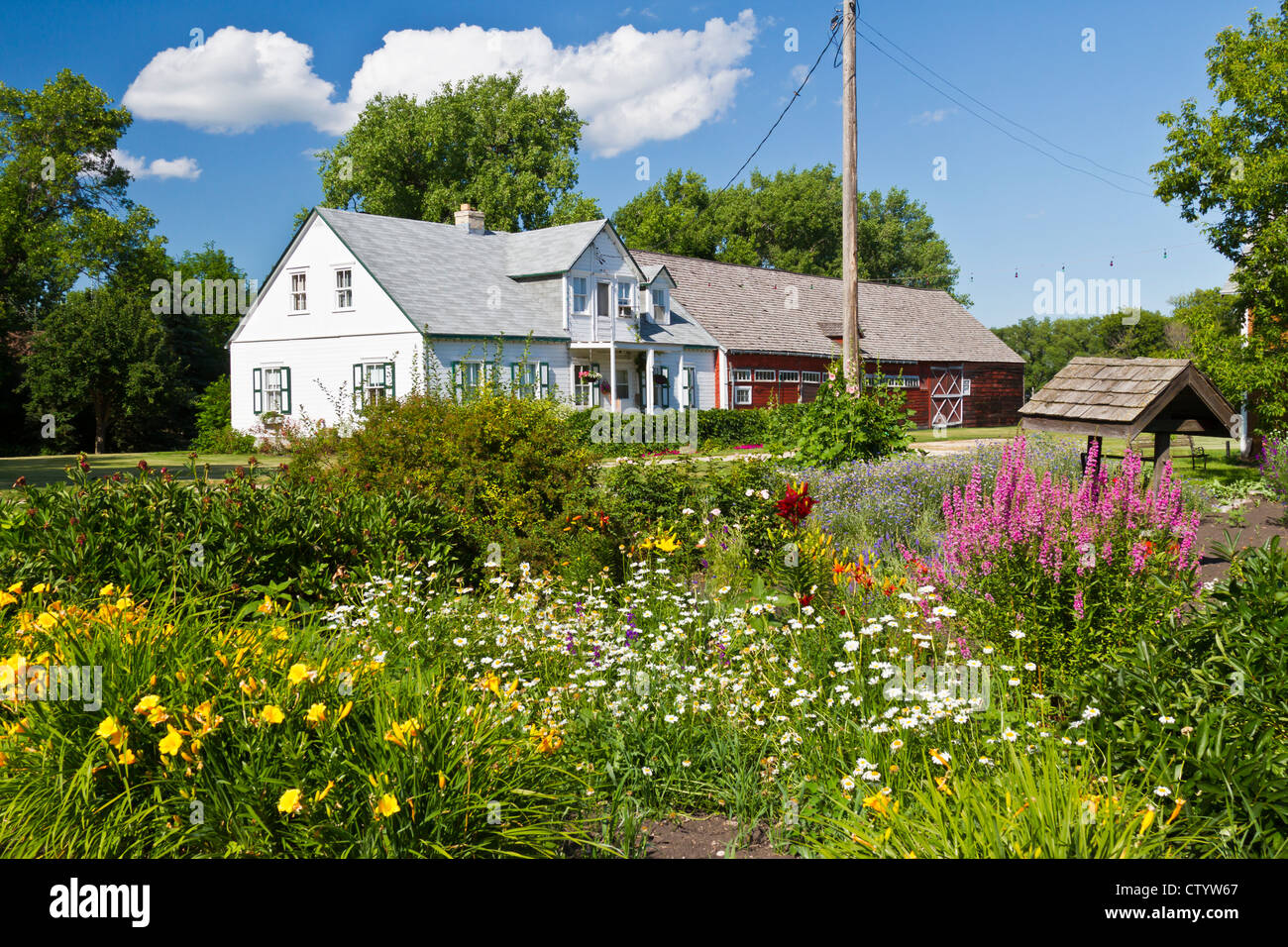 A historic Mennonite house-barn in Neubergthal, Manitoba, Canada Stock ...